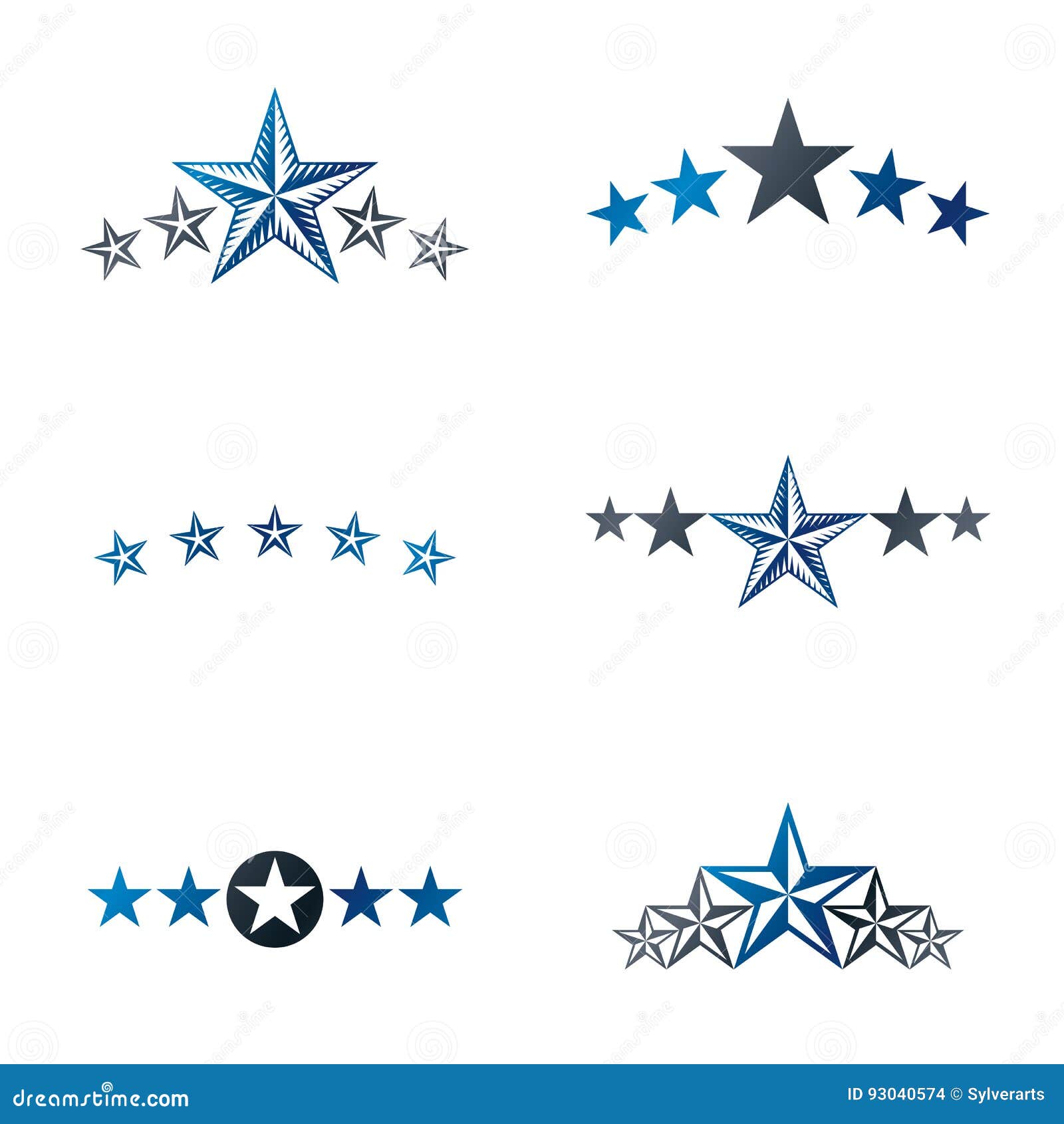 Stars Ancient Emblems Elements Set. Heraldic Vector Design Elements ...