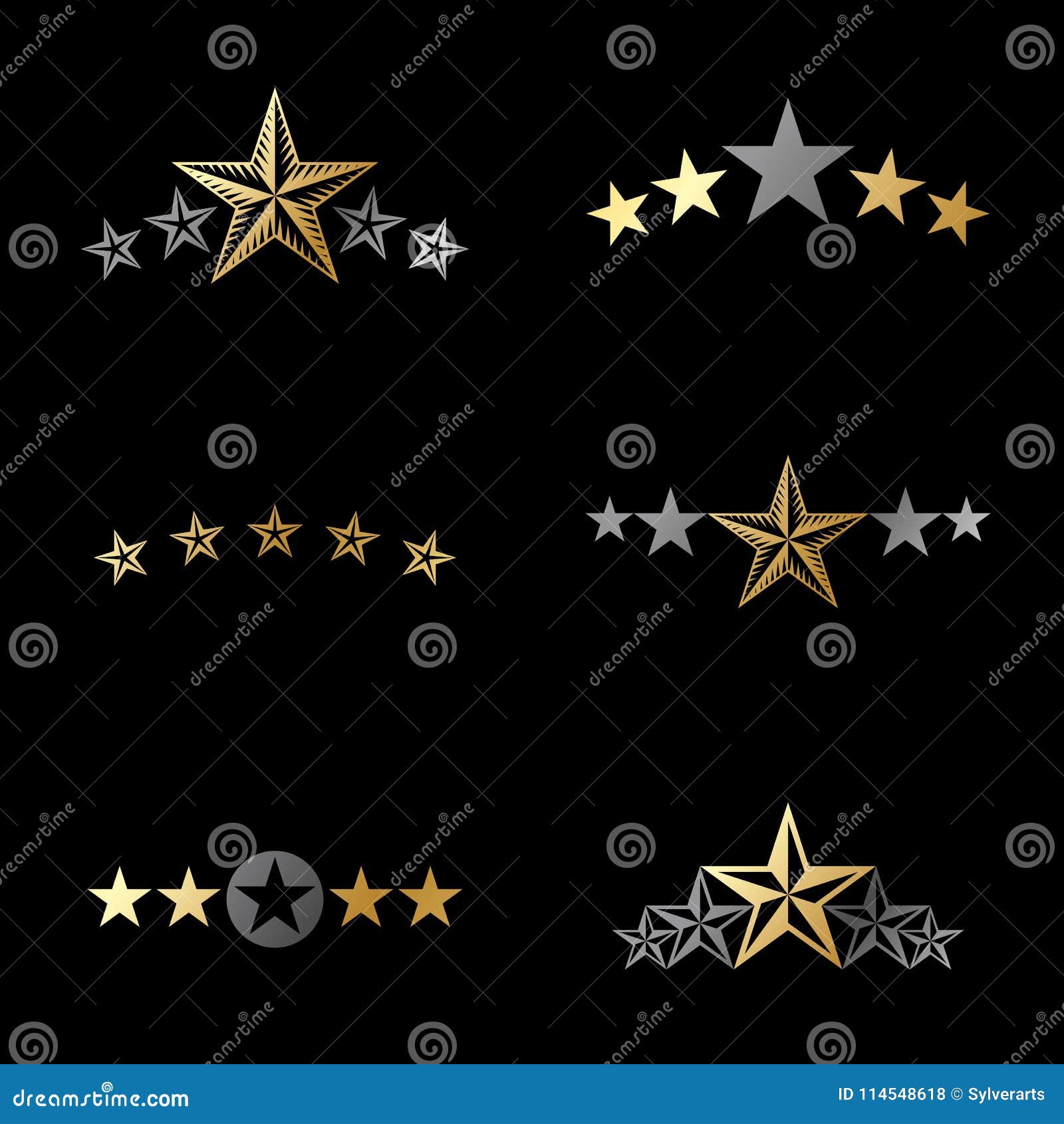 Stars Ancient Emblems Elements Set. Heraldic Vector Design Elements ...