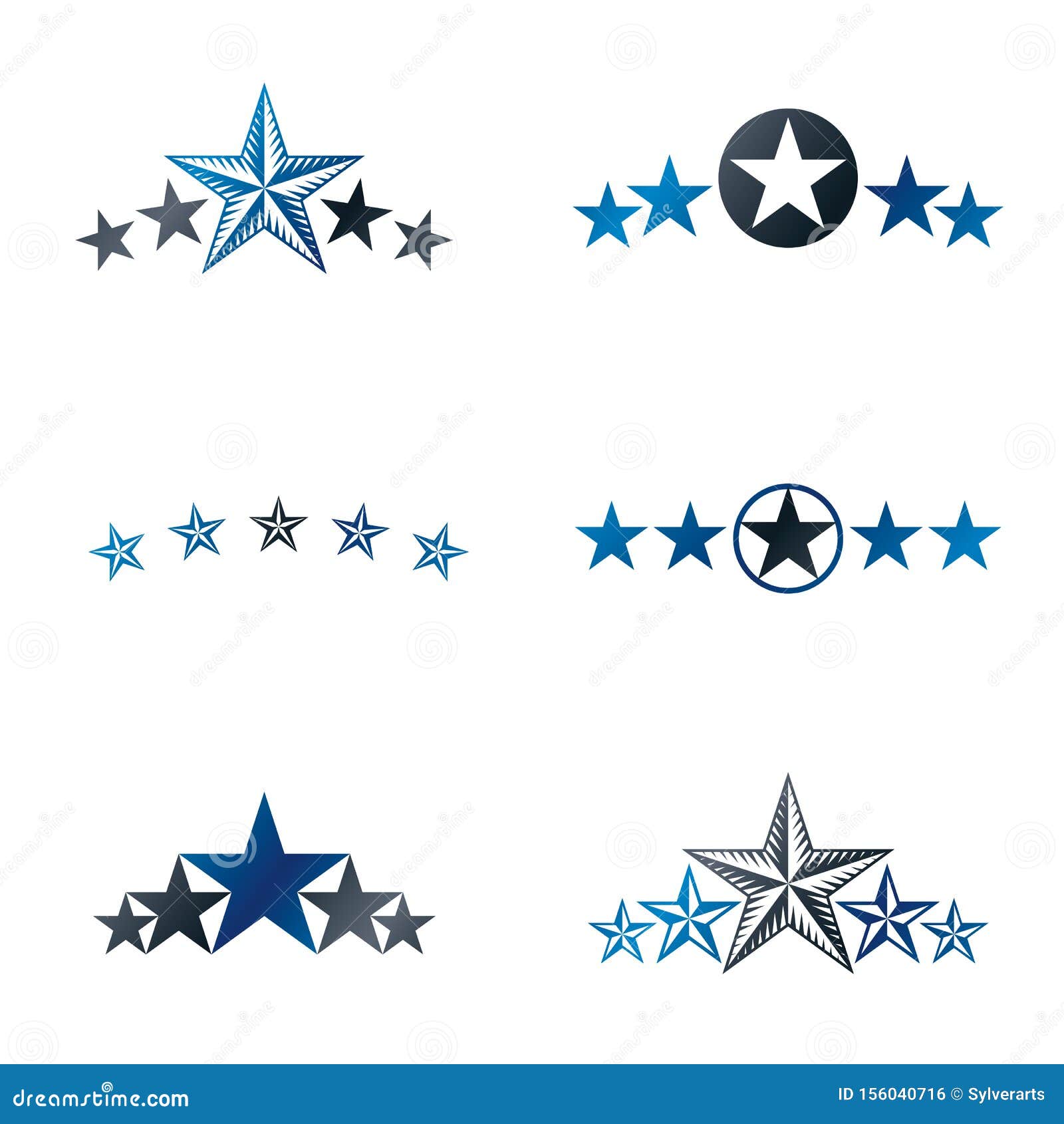 Stars Ancient Emblems Elements Set. Heraldic Vector Design Elements ...