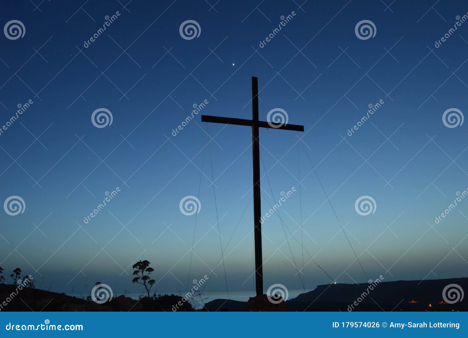 Stars in Background of a Cross Stock Photo - Image of line, electricity ...