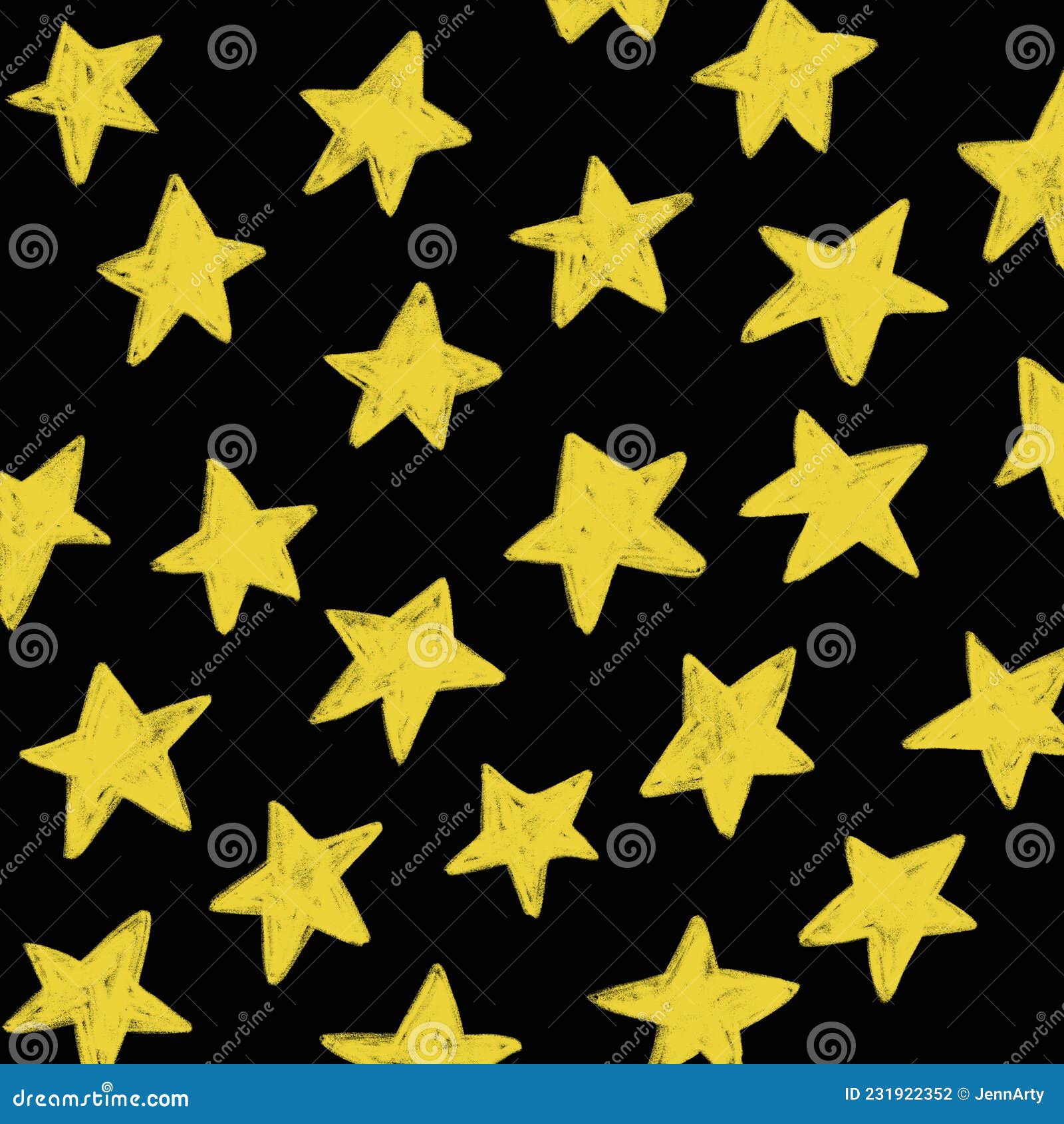Stars on Black Sky Background, Kid S Drawing Chalk Stock Illustration ...