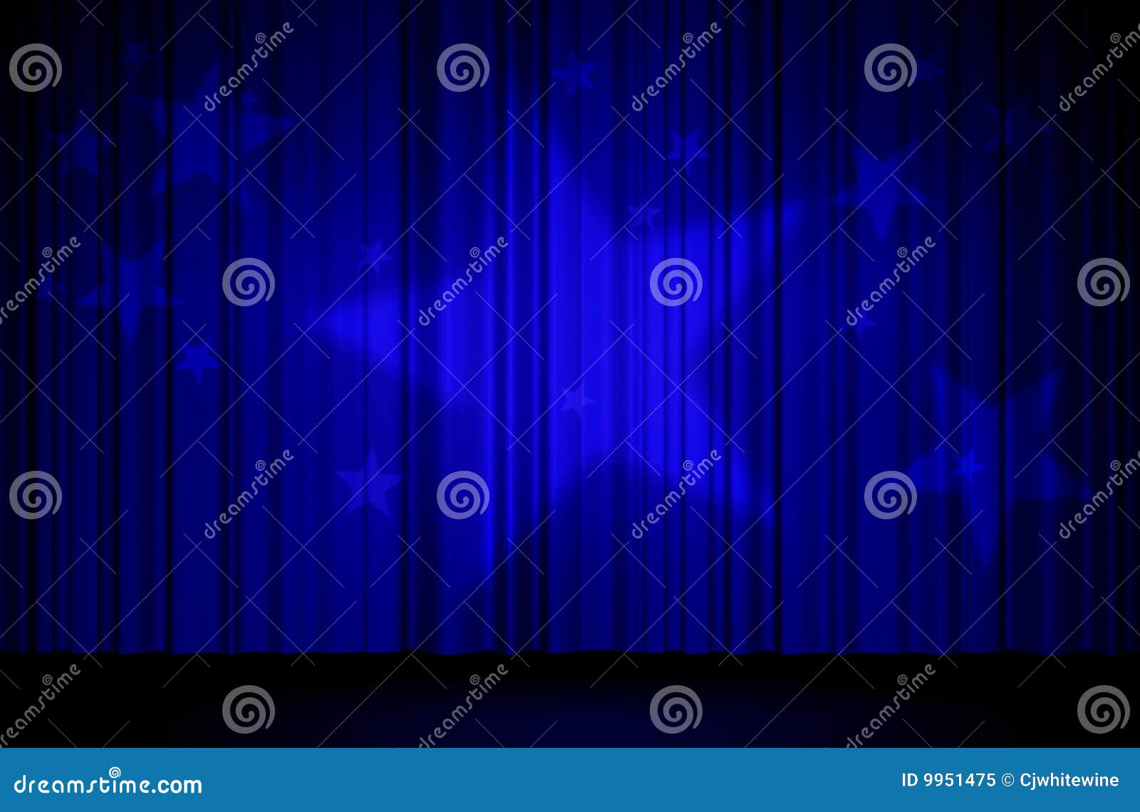 Blue Curtain On Theater Or Cinema Stags. Realistic Opened Stage ...