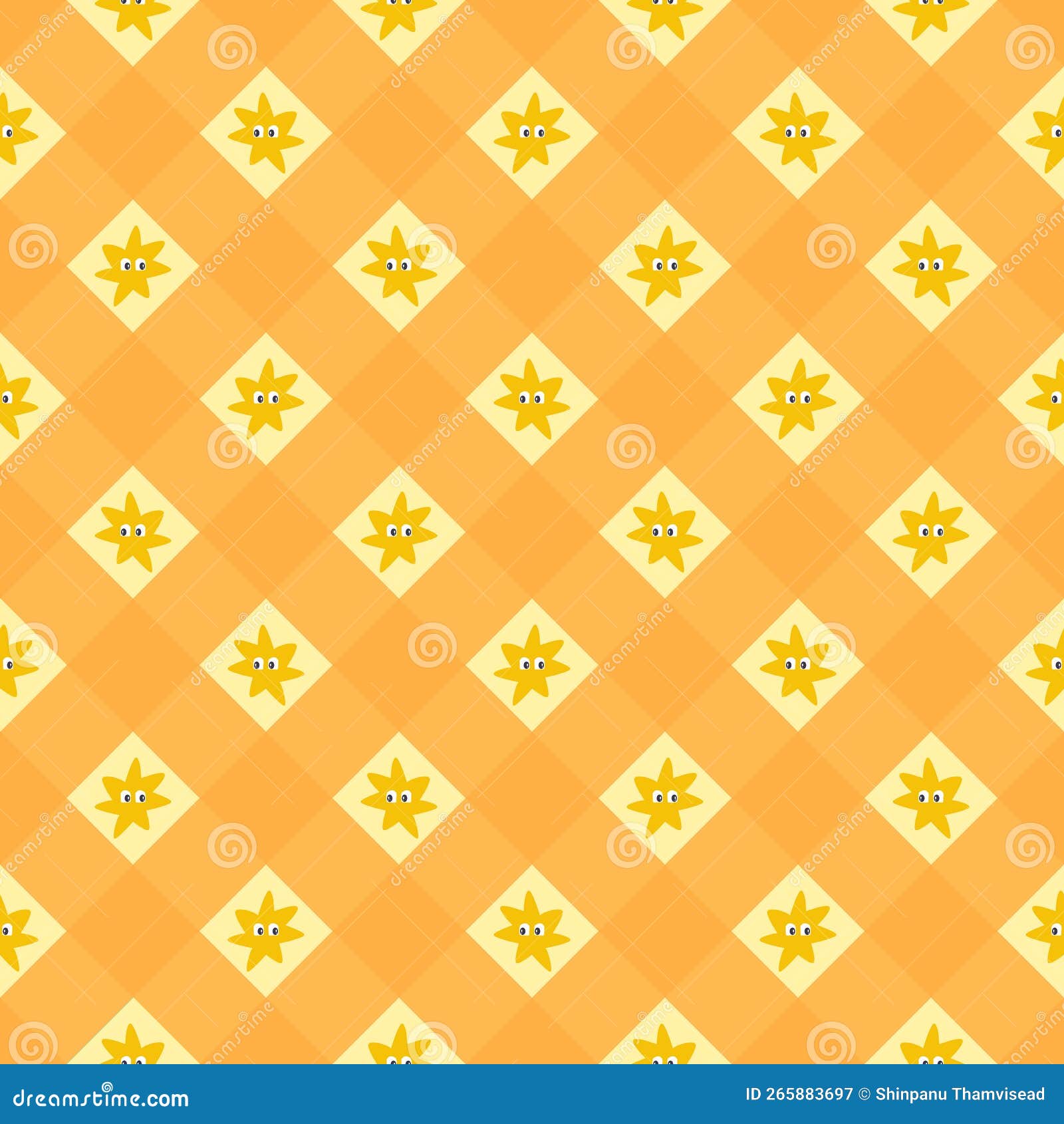 Stars Checker Plaid Pattern. Orange Color Checkered Gingham Background ...