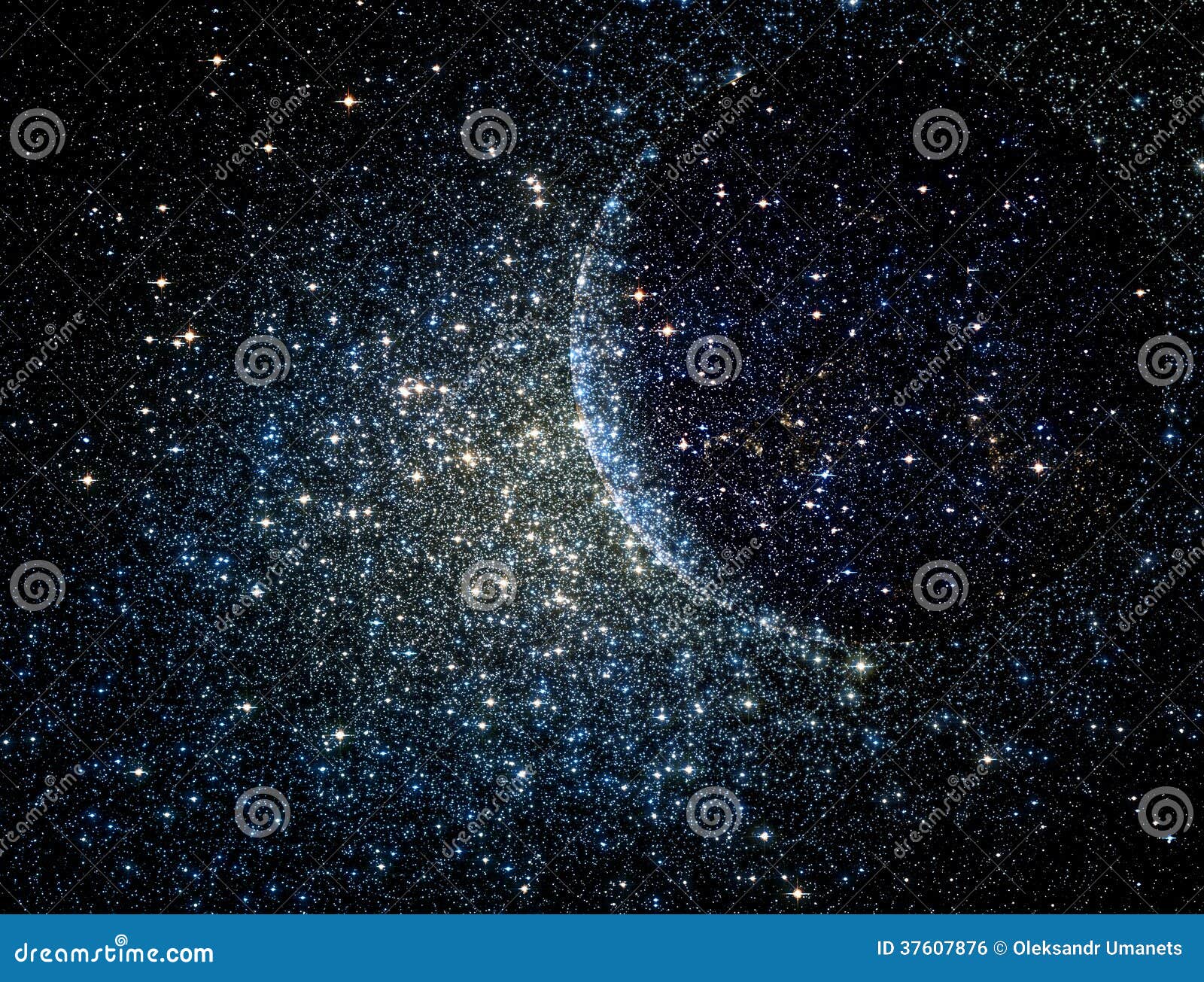 Stars Clusters On The Background Of Vast Cosmic Sphere. Stock ...