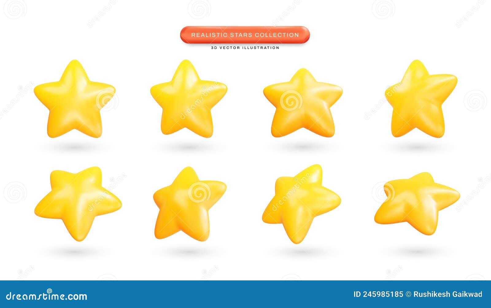 Stars Collection Realistic 3d Cartoon Style Vector Illustration Stock ...