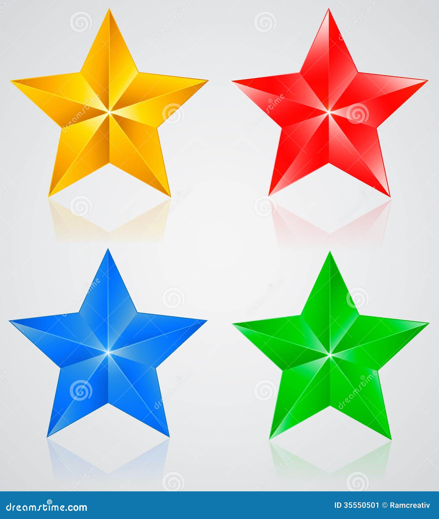 Stars & Colored Pentagonal Star with Shadows Stock Vector ...