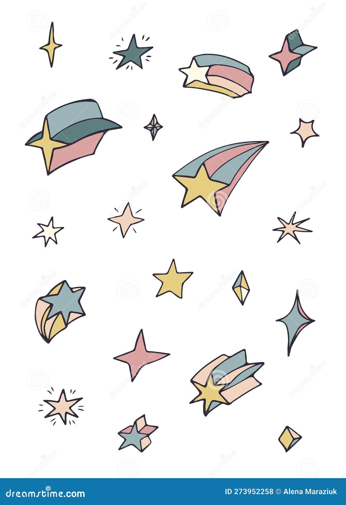 Stars of Different Shapes Doodle Set. Star Design Elements. Vector ...