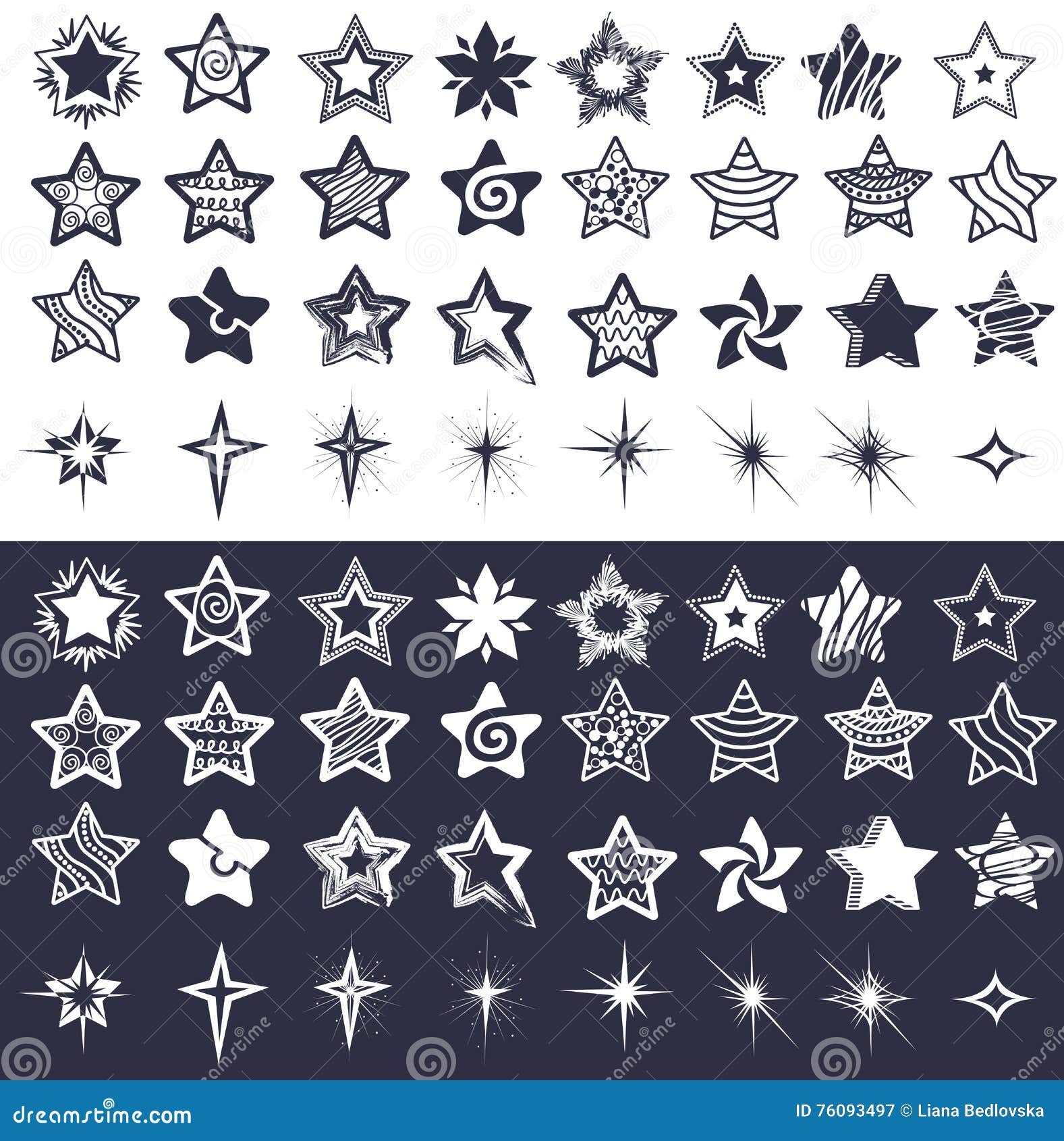 Stars in different styles stock vector. Illustration of whorl - 76093497