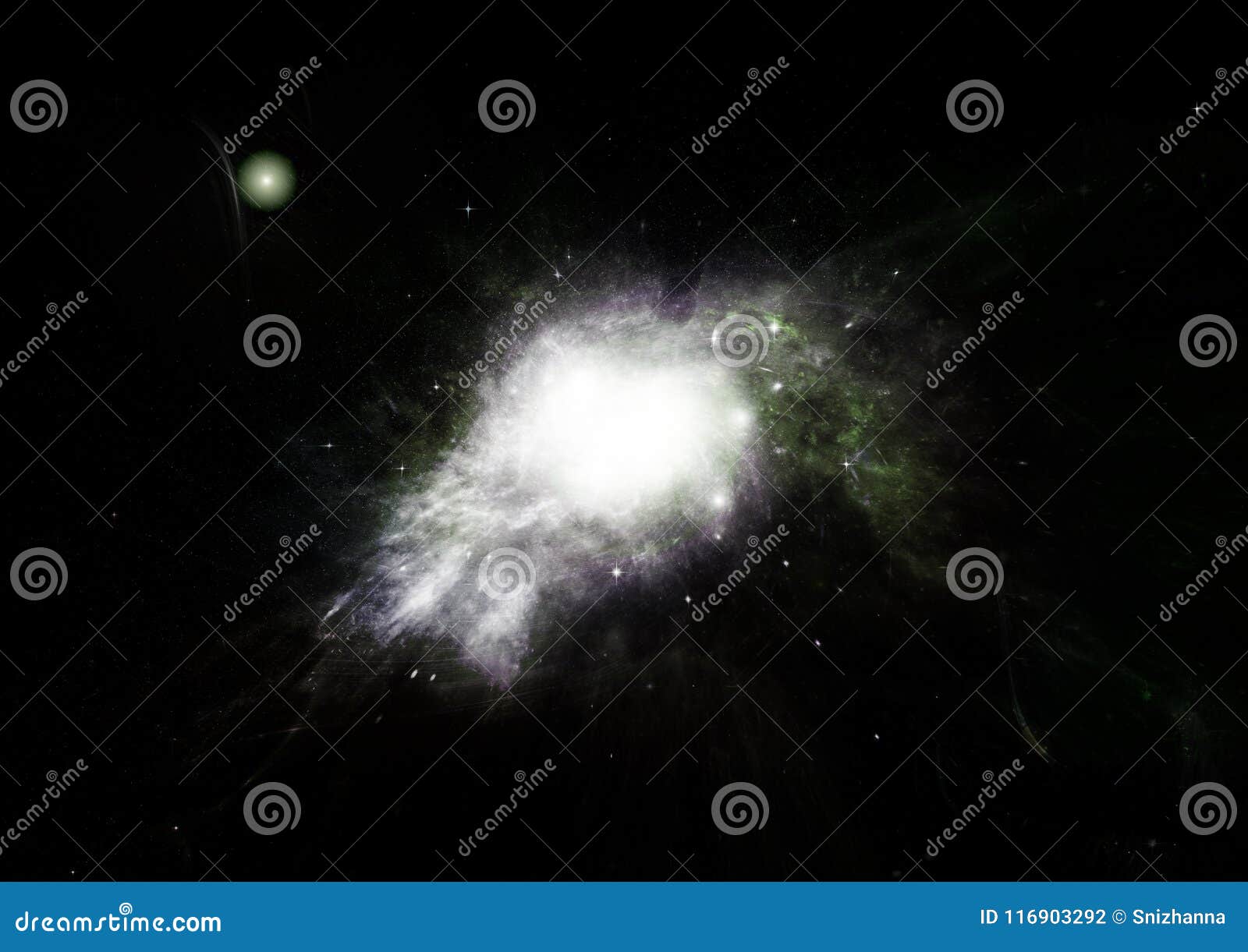 Stars, Dust and Gas Nebula in a Far Galaxy Stock Illustration ...