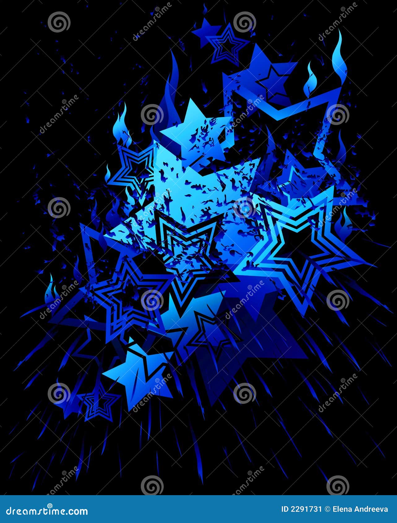 Stars and fire stock vector. Illustration of scroll, decor - 2291731