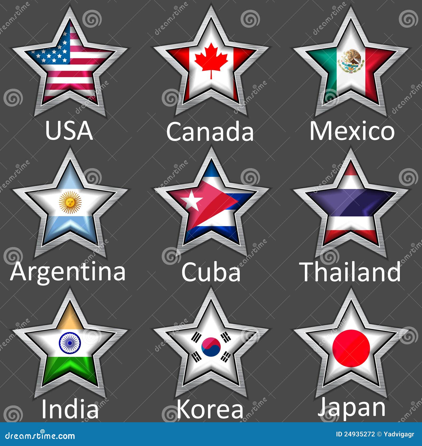 Stars with flags icon stock vector. Illustration of korean - 24935272