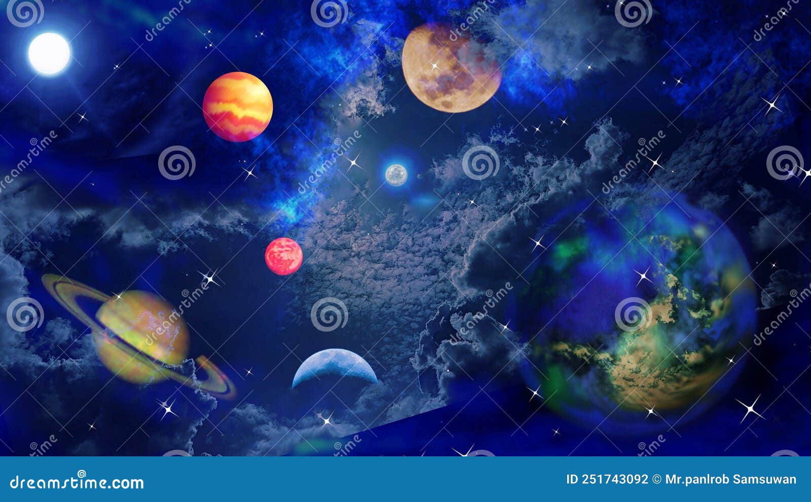 Stars Floating in the Solar System. Stock Illustration - Illustration ...