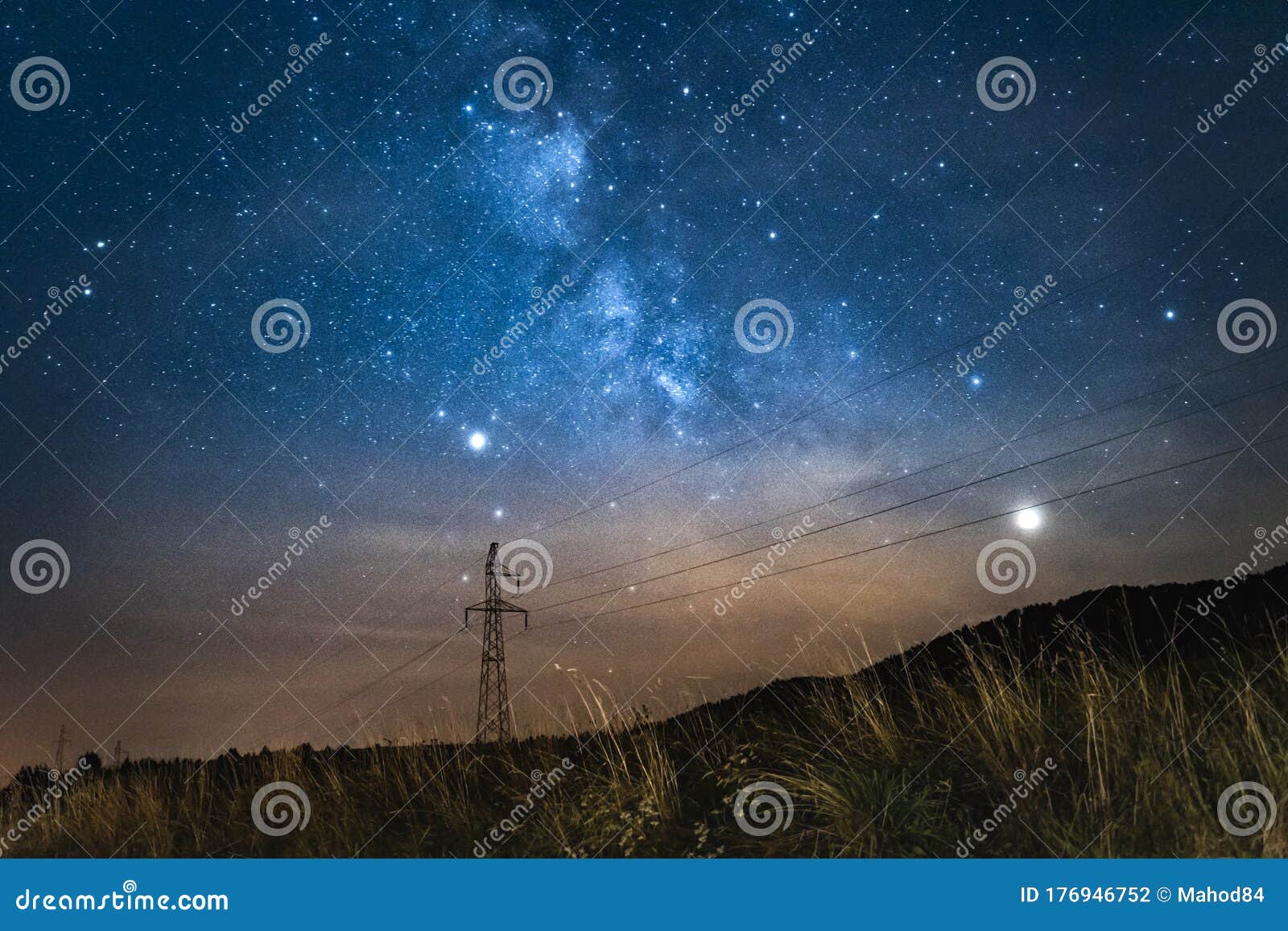 Stars and Galaxies with Views of Night Sky Stock Photo - Image of ...