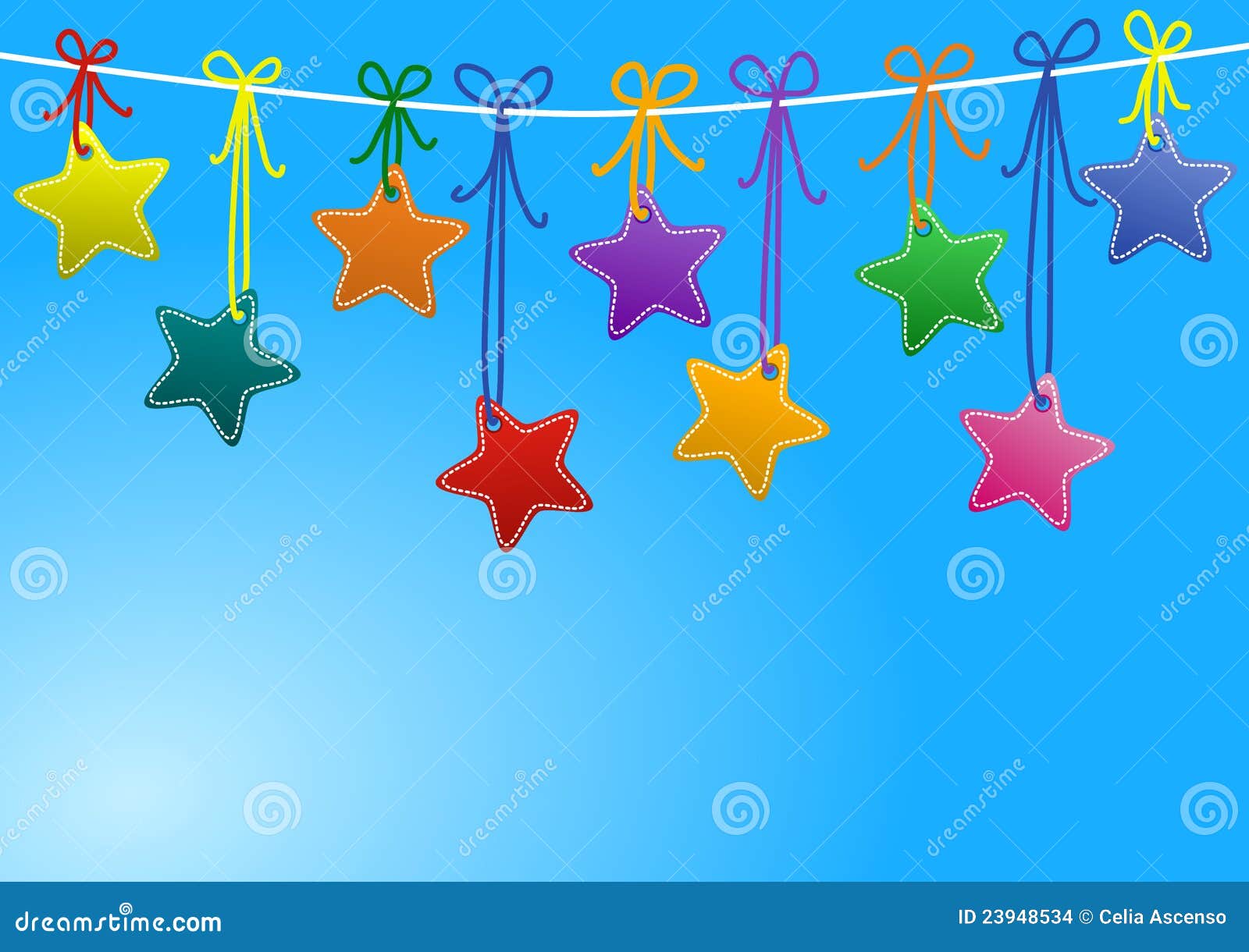 Stars Hanging on a Rope stock illustration. Illustration of cheerful ...