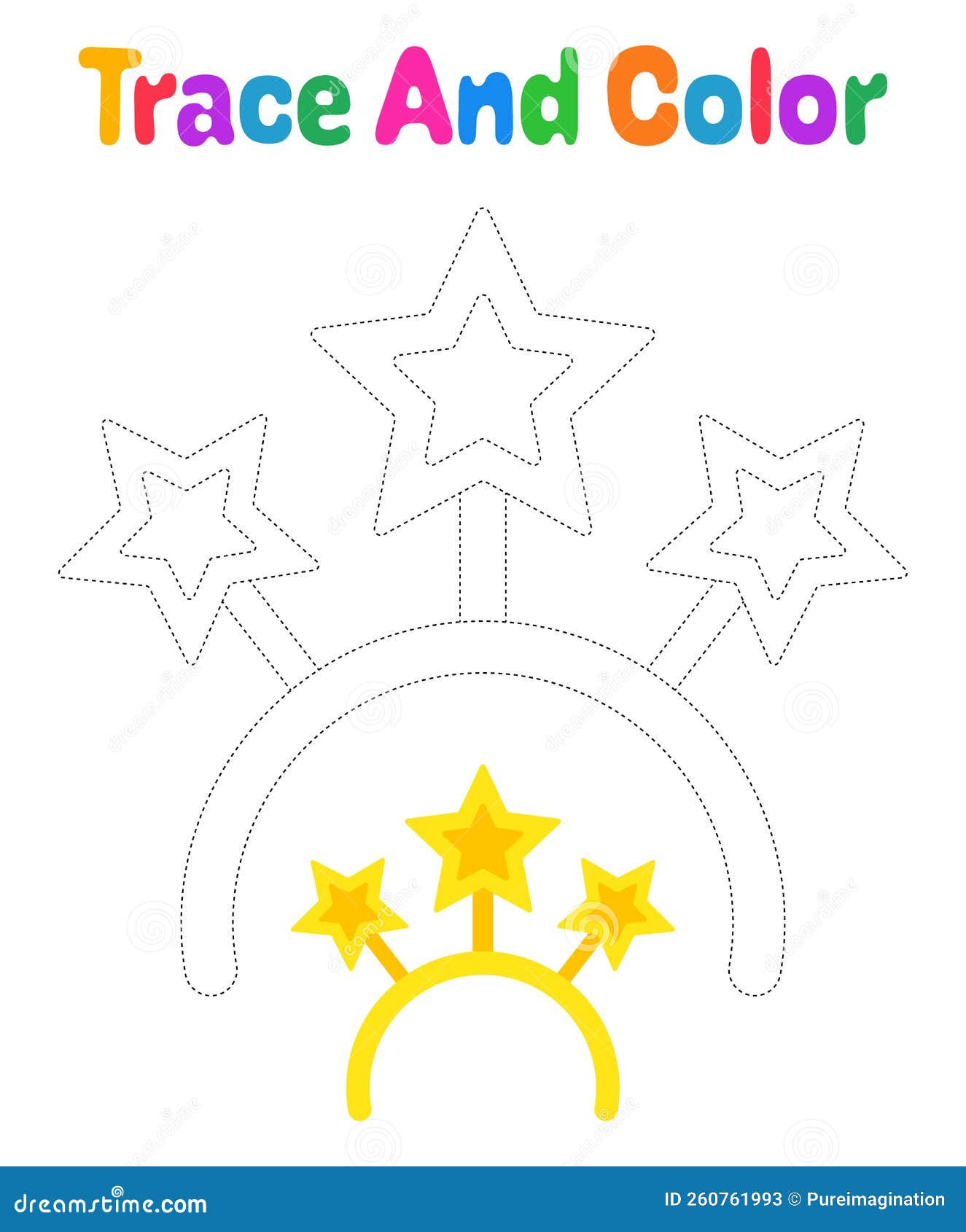 Stars Headband Tracing Worksheet for Kids Stock Vector - Illustration ...