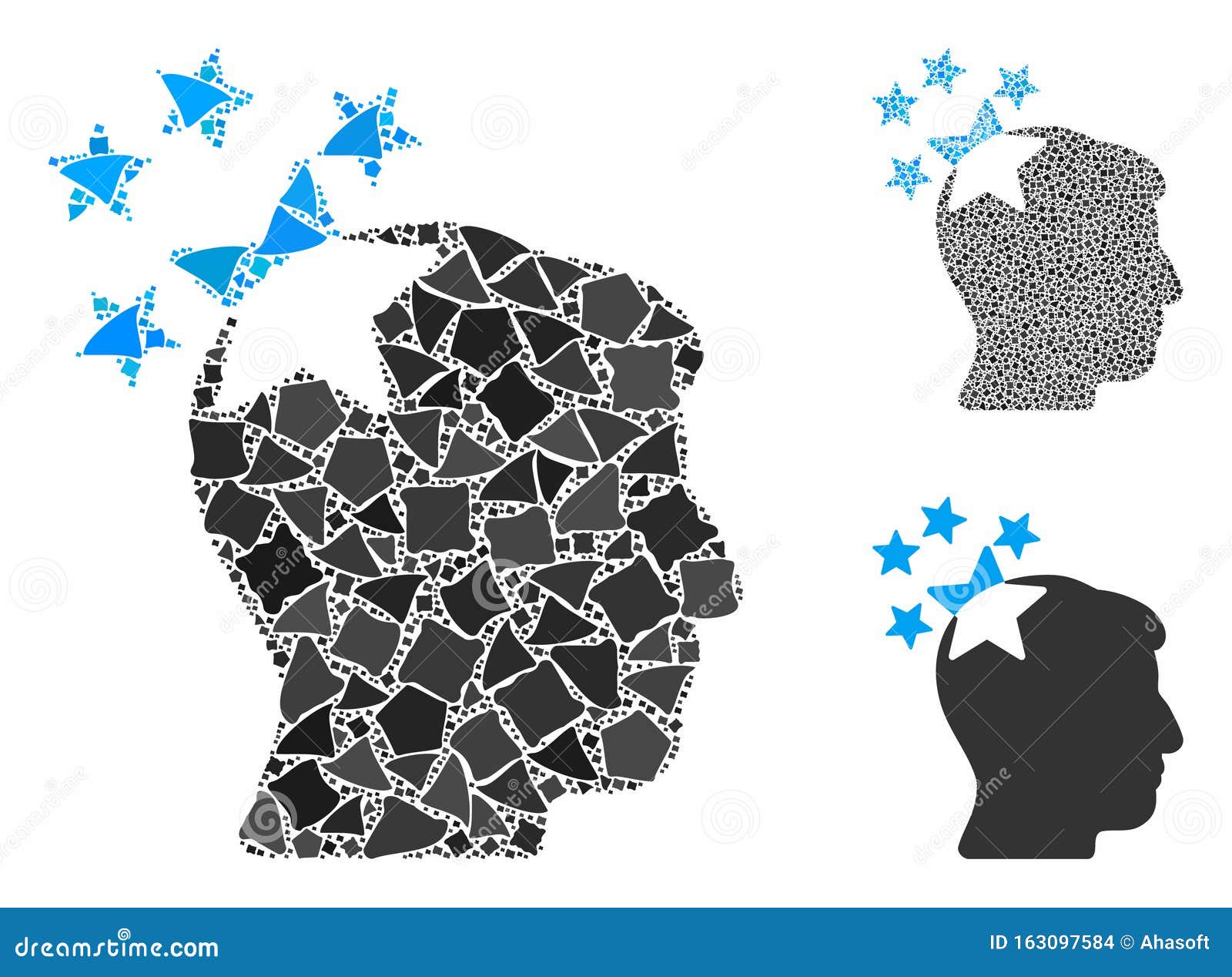 Stars Hit Head Composition Icon of Tremulant Items Stock Illustration ...