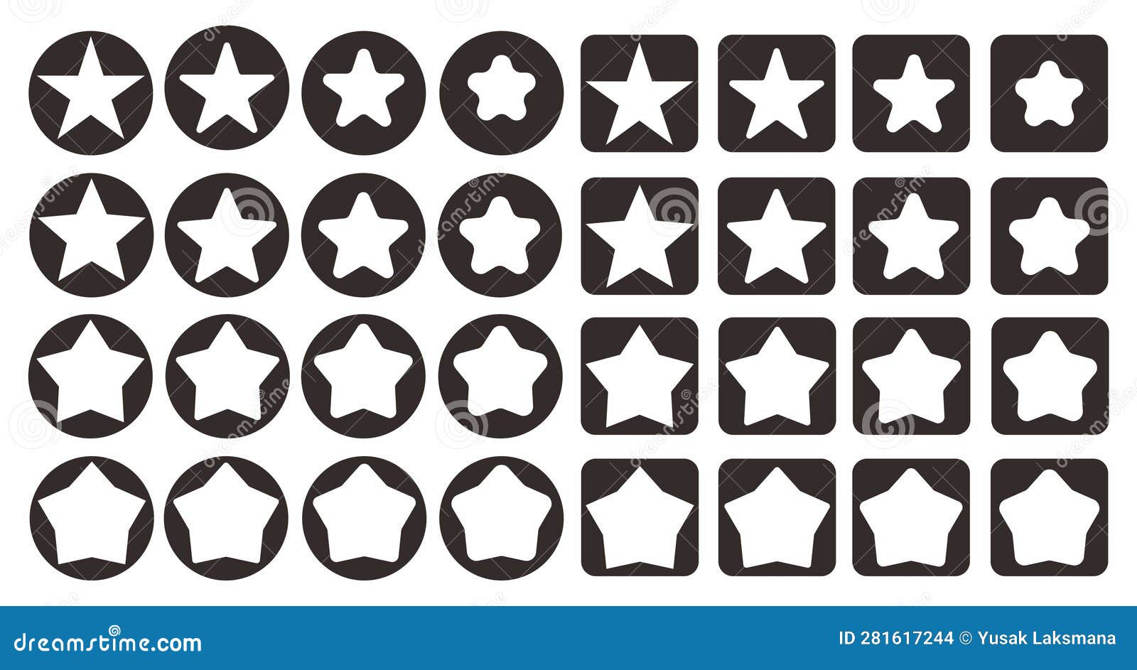 Various Shape of Stars Framed by Black Circle Shape Dan Rectangular ...