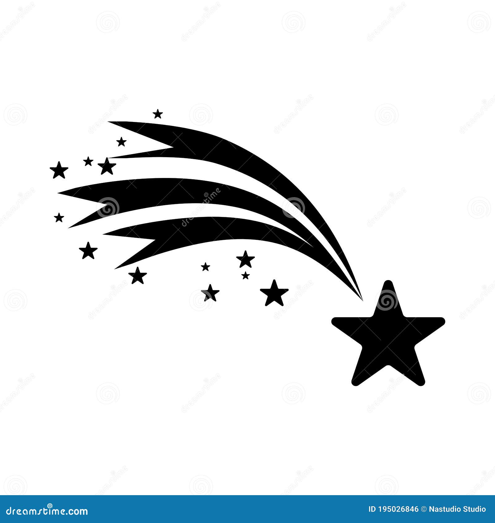 Stars Icons. Comet Tail or Star Trail Vector Isolated on White ...