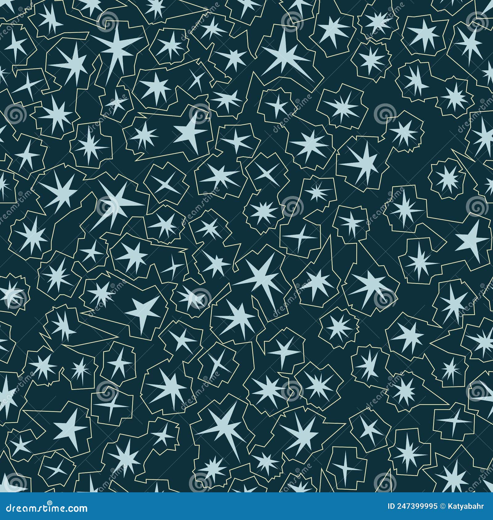 Stars in Irregular Polygons Seamless Pattern Stock Illustration ...
