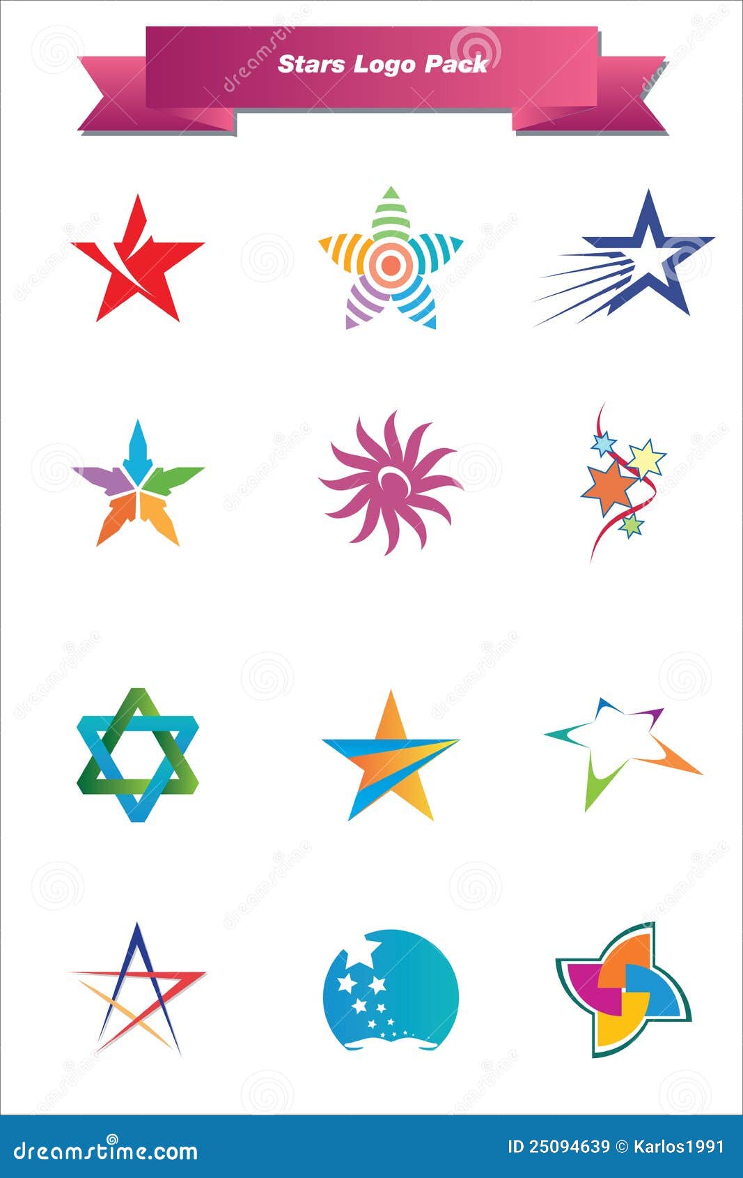 Stars Logo Pack stock vector. Illustration of icon, glossy - 25094639