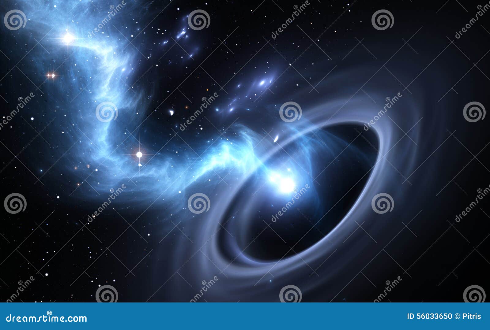 Black Hole Labeled Vector Illustration. Cosmos With Accretion ...
