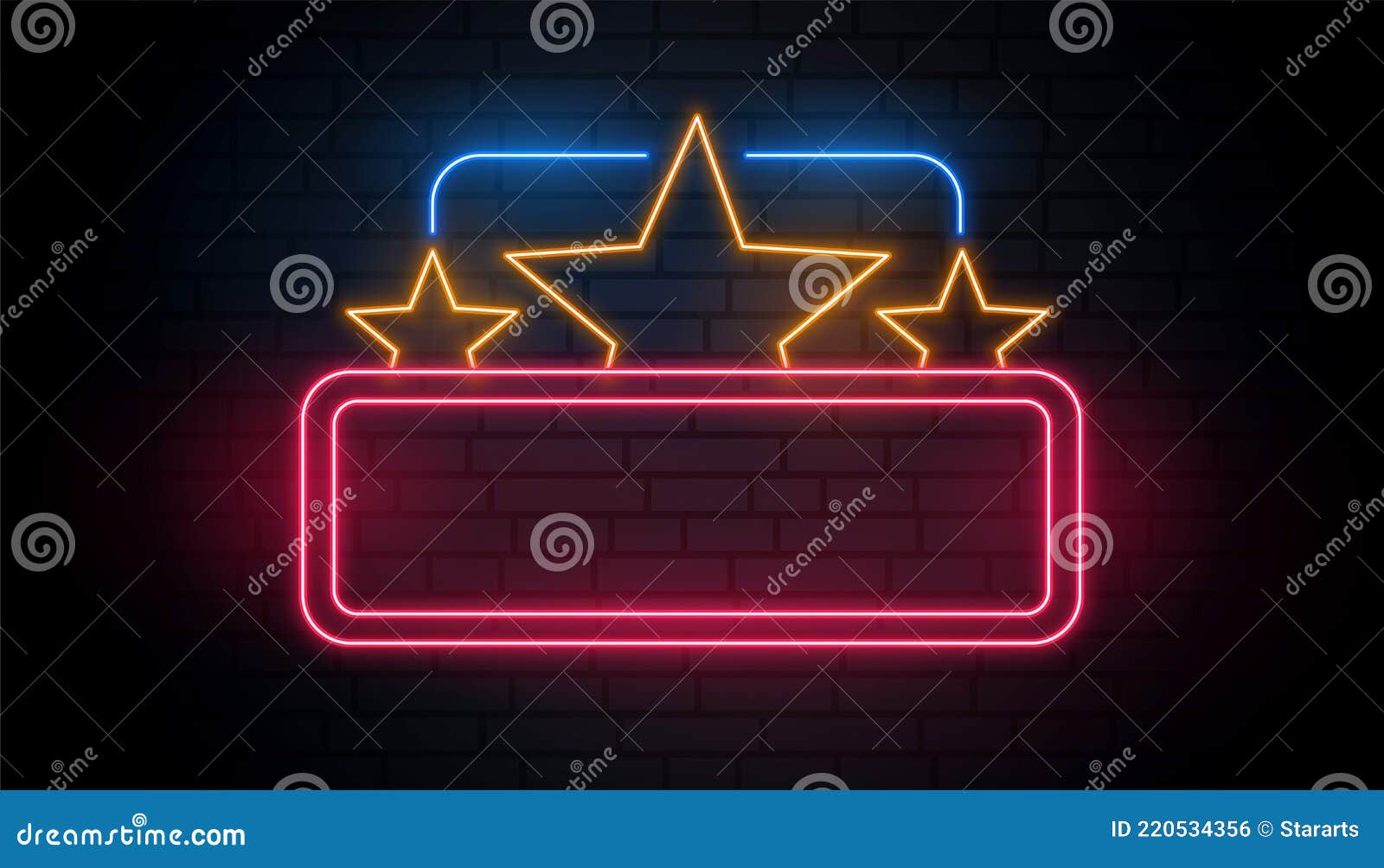 Stars Neon Frame with Text Space Stock Vector - Illustration of shine ...