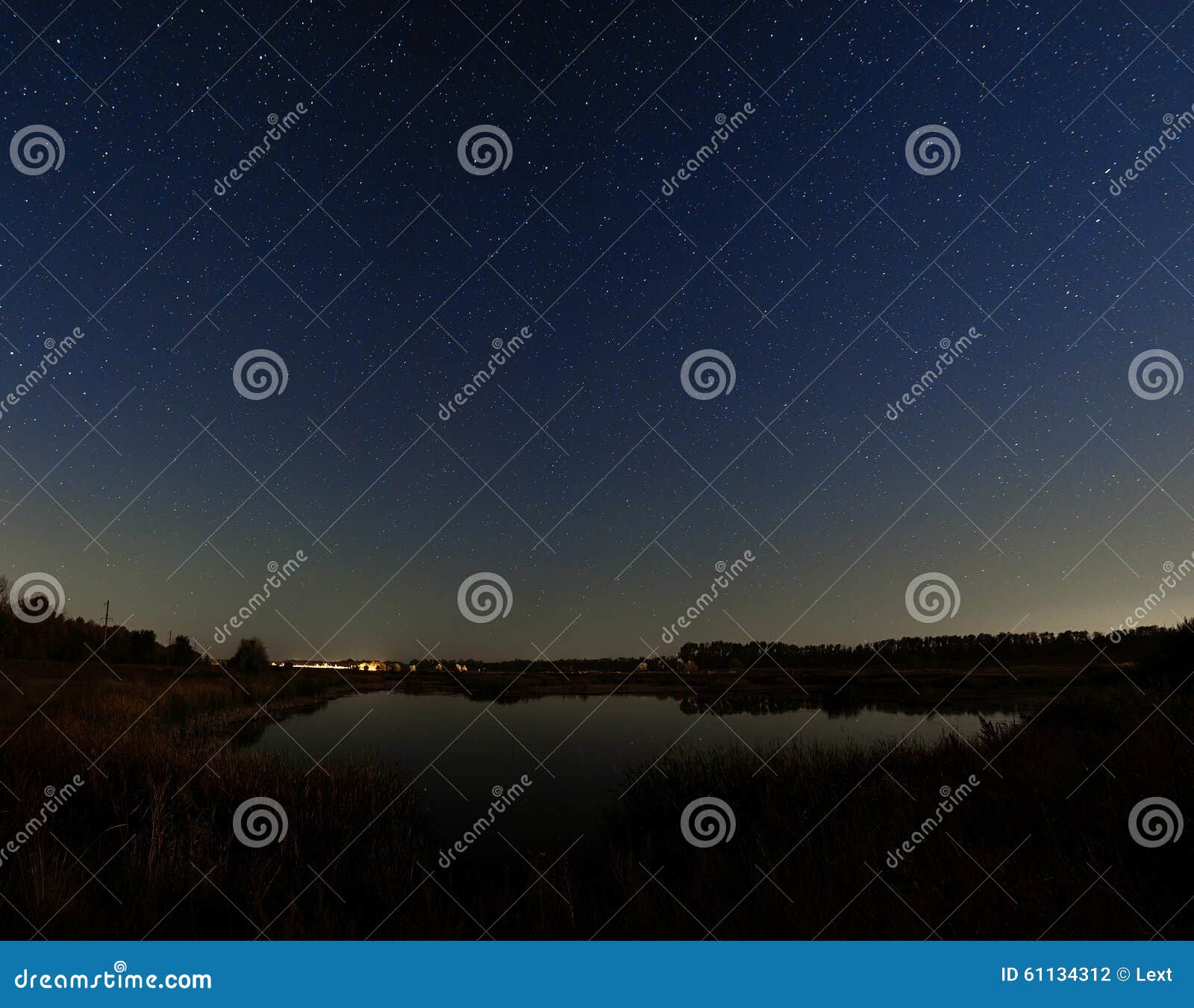 The Stars in the Night Sky. Night Landscape with a Smooth Surfac Stock ...