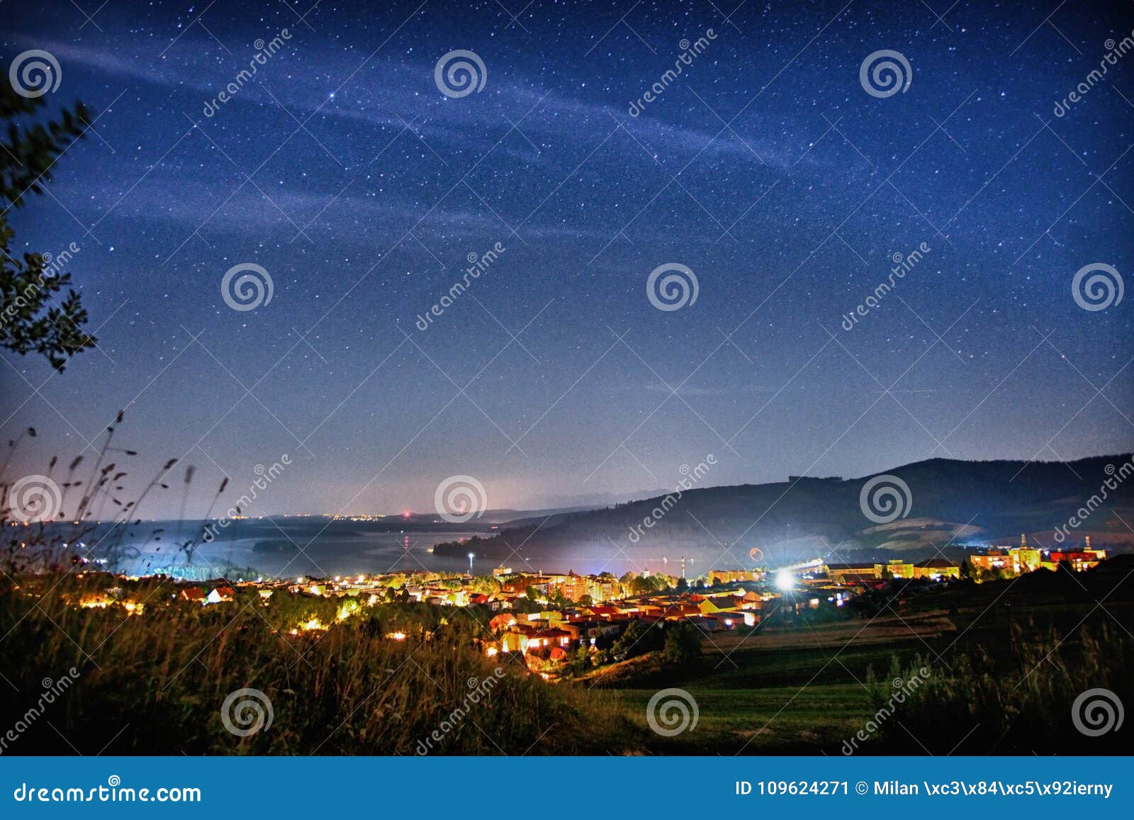 Stars over the city stock image. Image of horizon, light - 109624271