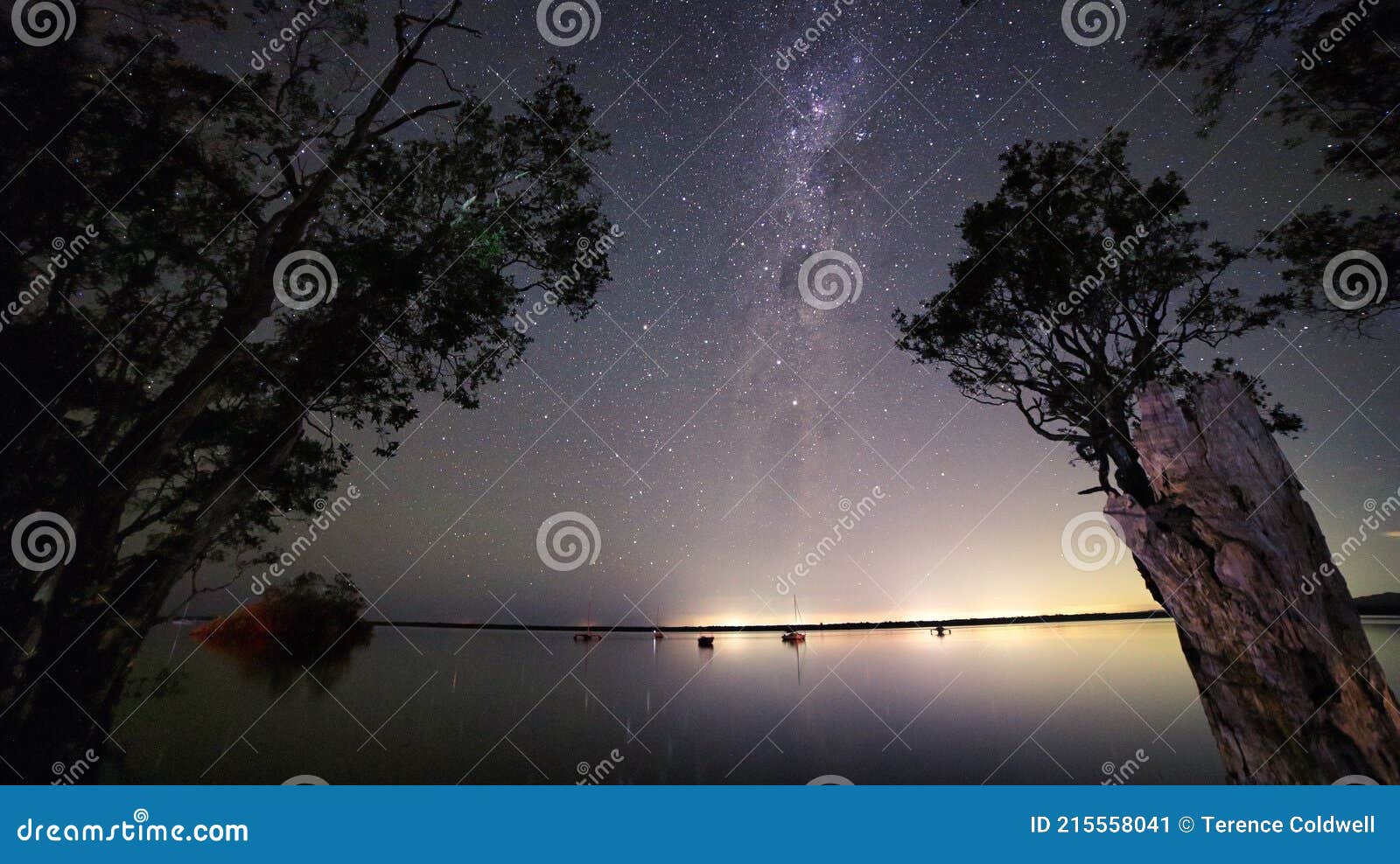 Stars over lake cootharaba stock image. Image of captured - 215558041