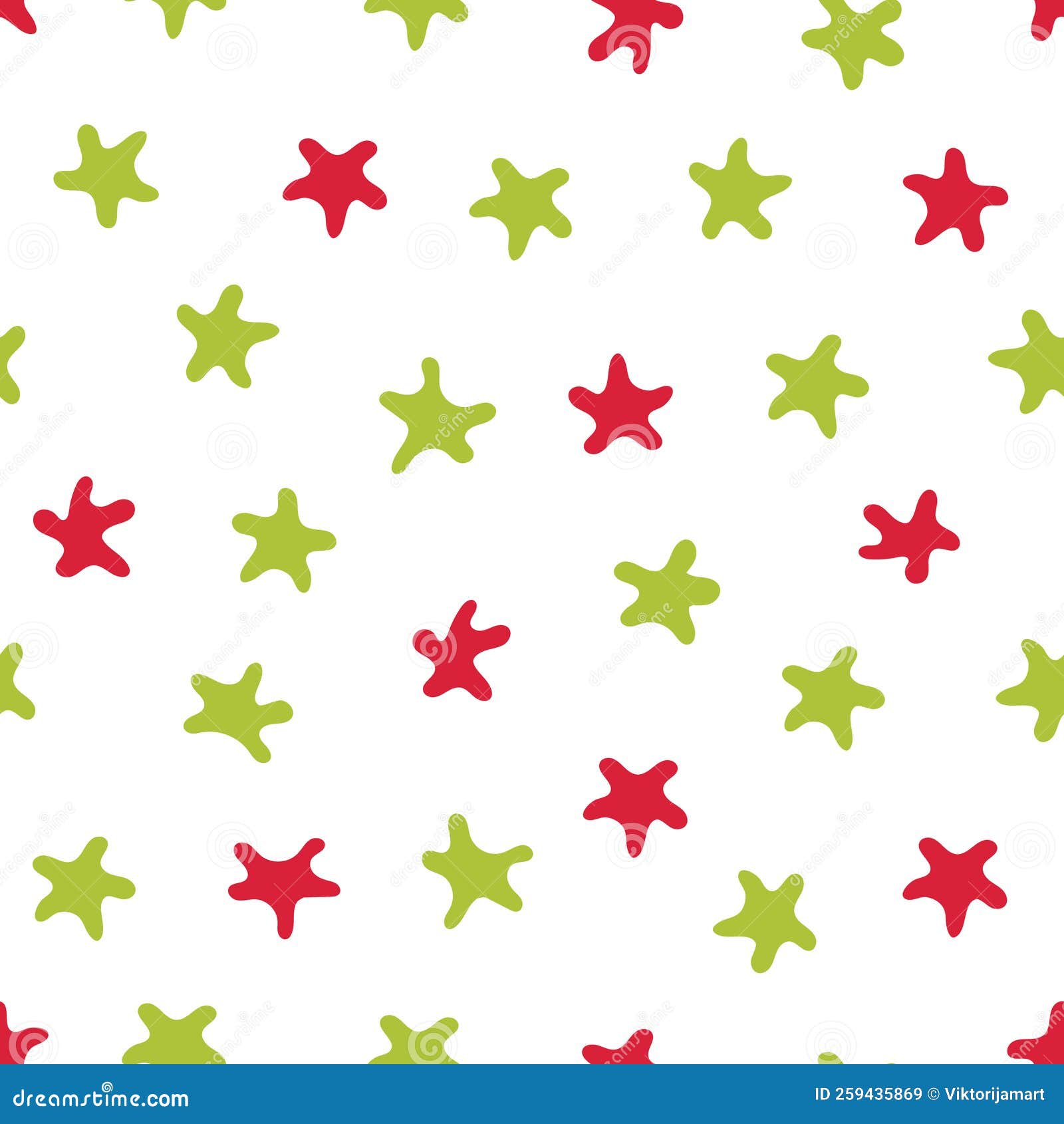 Stars Pattern. Seamless Vector Illustration. Light Green and Red ...