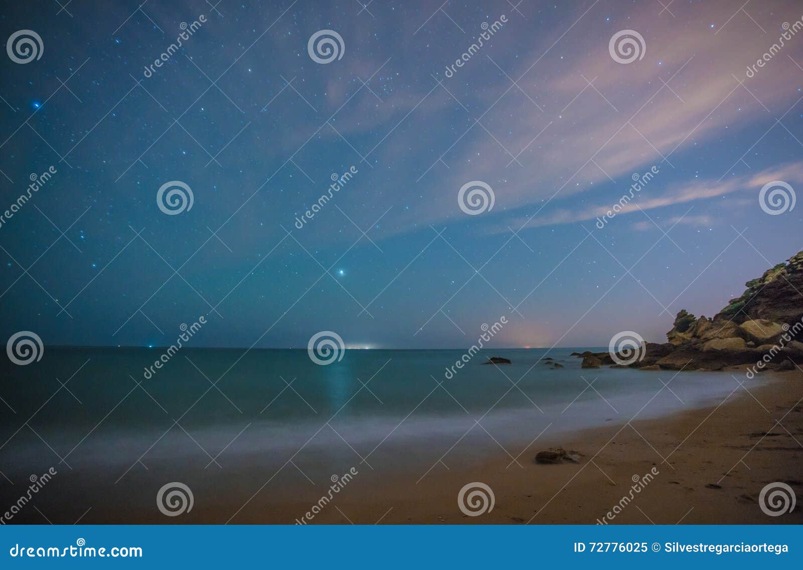 The Stars in a Perfect Night in a Beach Stock Image - Image of panorama ...