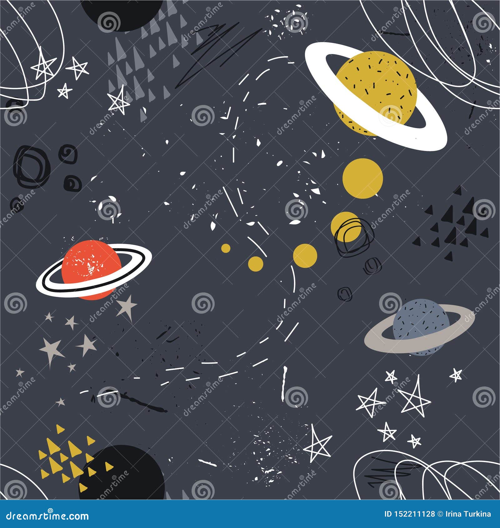 Stars, Planets, Constellations, Colorful Seamless Pattern. Decorative ...