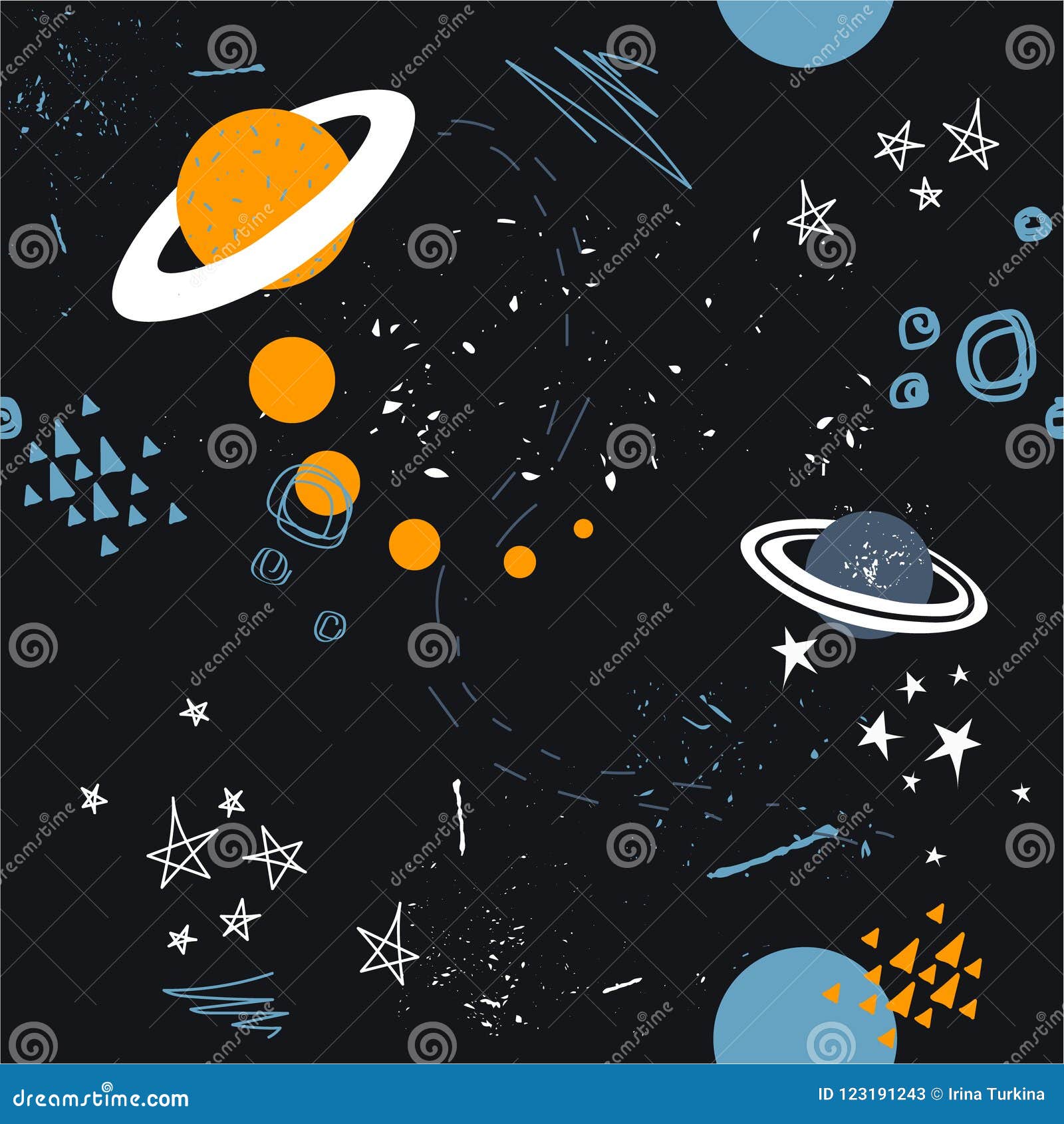 Stars, Planets, Constellations, Seamless Pattern Stock Vector ...