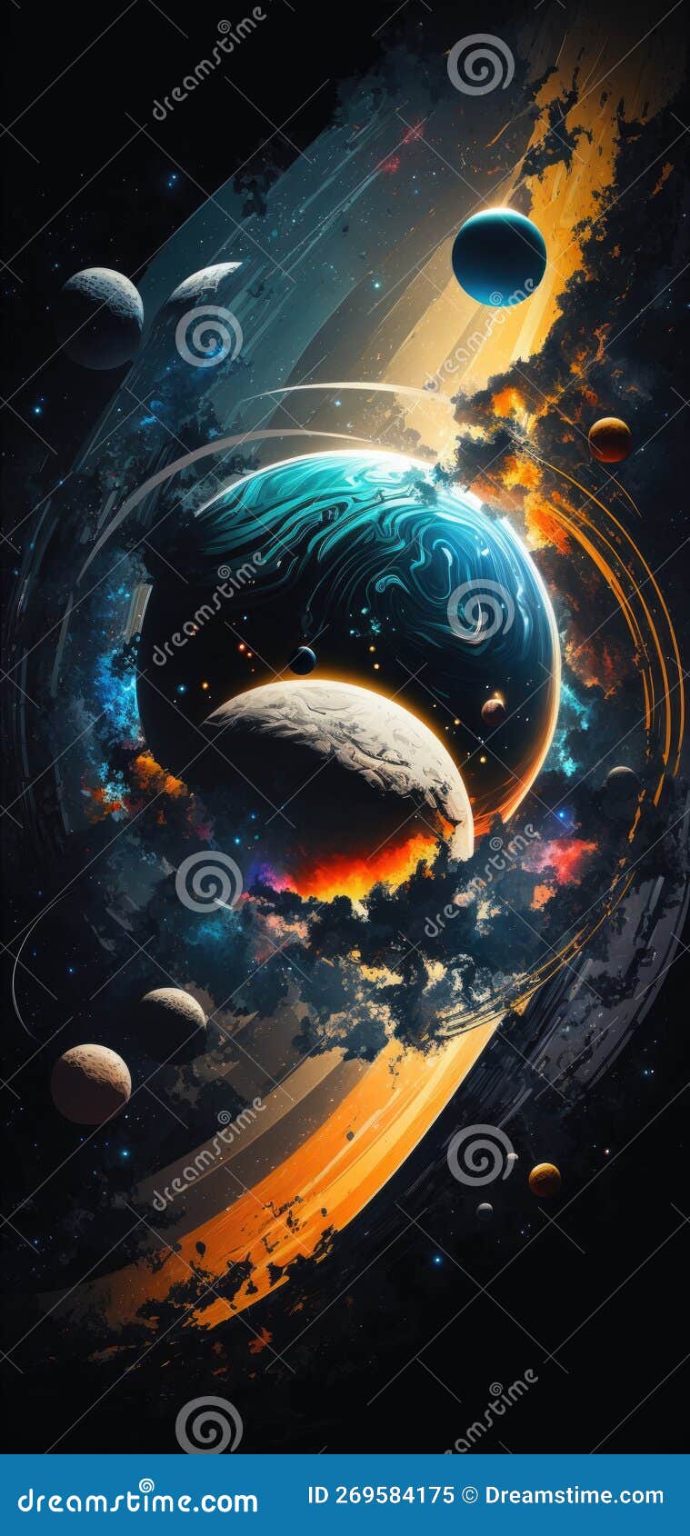 Stars Planets Space Abstract Art Illustration Design Art. Stock ...