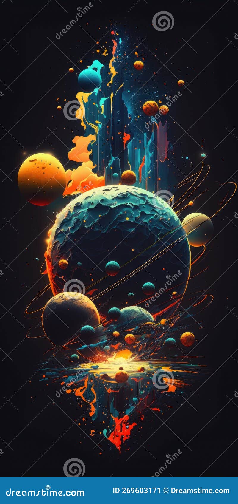 Stars Planets Space Abstract Art Illustration Design Art Stock ...