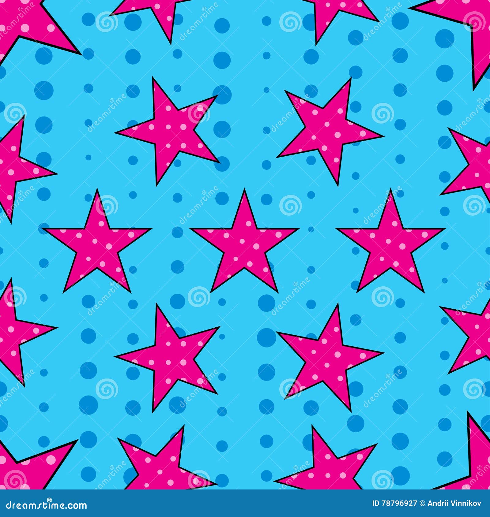 Stars in Pop Art Style, Seamless Pattern. Vector. Stock Vector ...