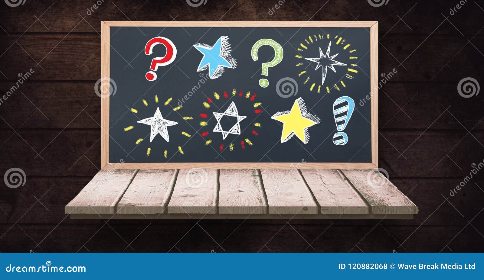 Stars and Question Marks on Blackboard Stock Illustration ...