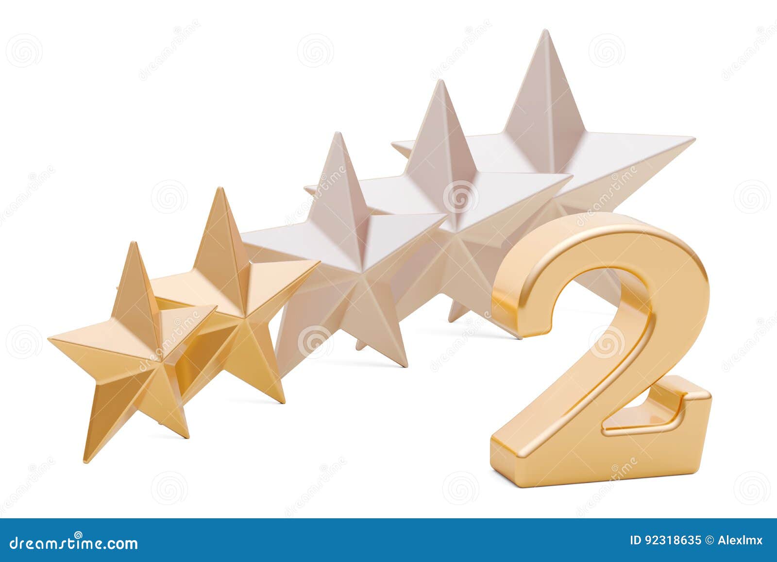 2 Stars Rating Concept, 3D Rendering Stock Illustration - Illustration ...