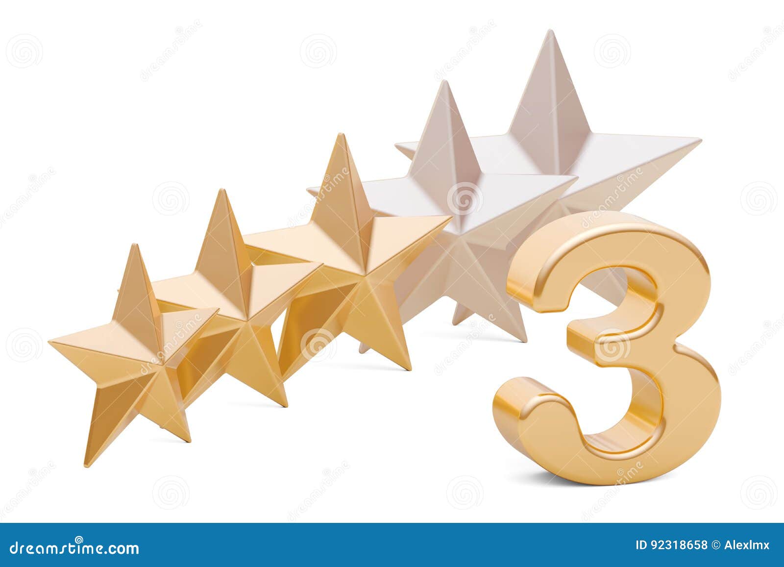 3 Stars Rating Concept, 3D Rendering Stock Illustration - Illustration ...