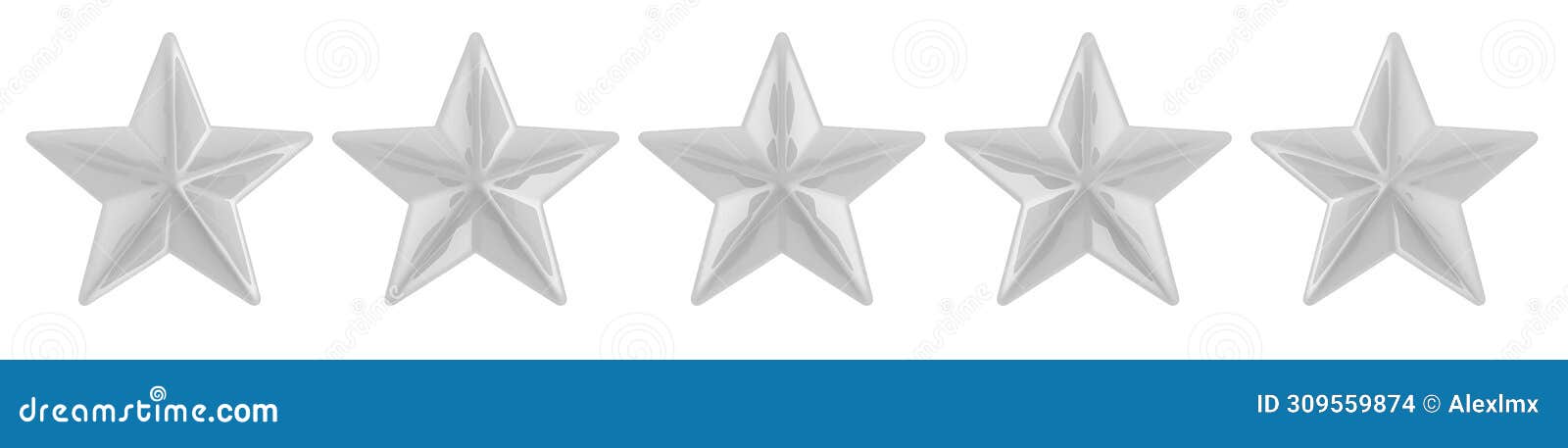 Stars Rating with Empty Stars, 3D Rendering Stock Illustration ...