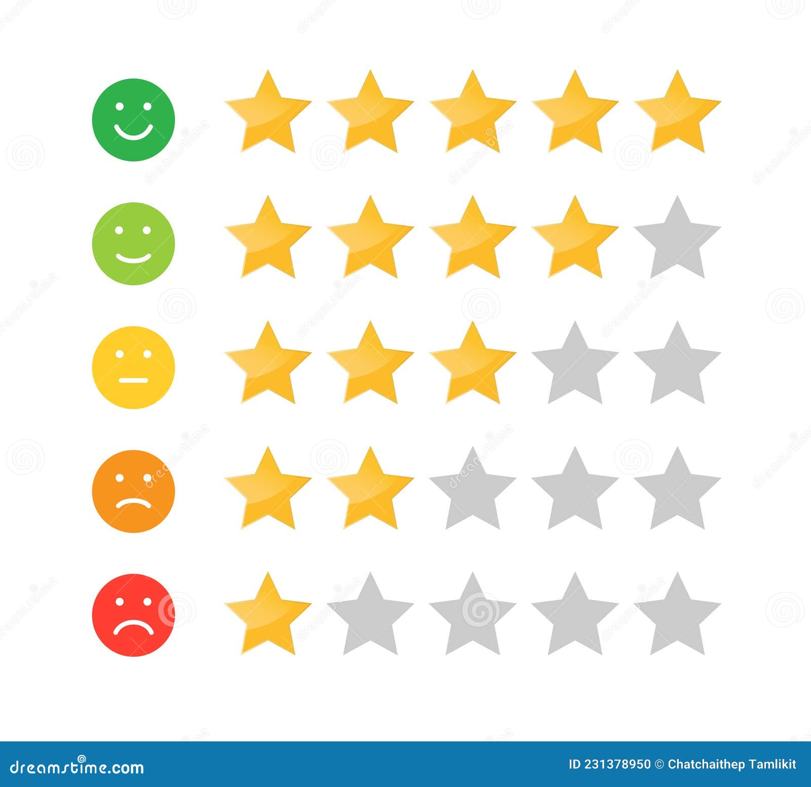 Stars Rating Icon for Website and Mobile Apps. Feedback Emotion Scale ...