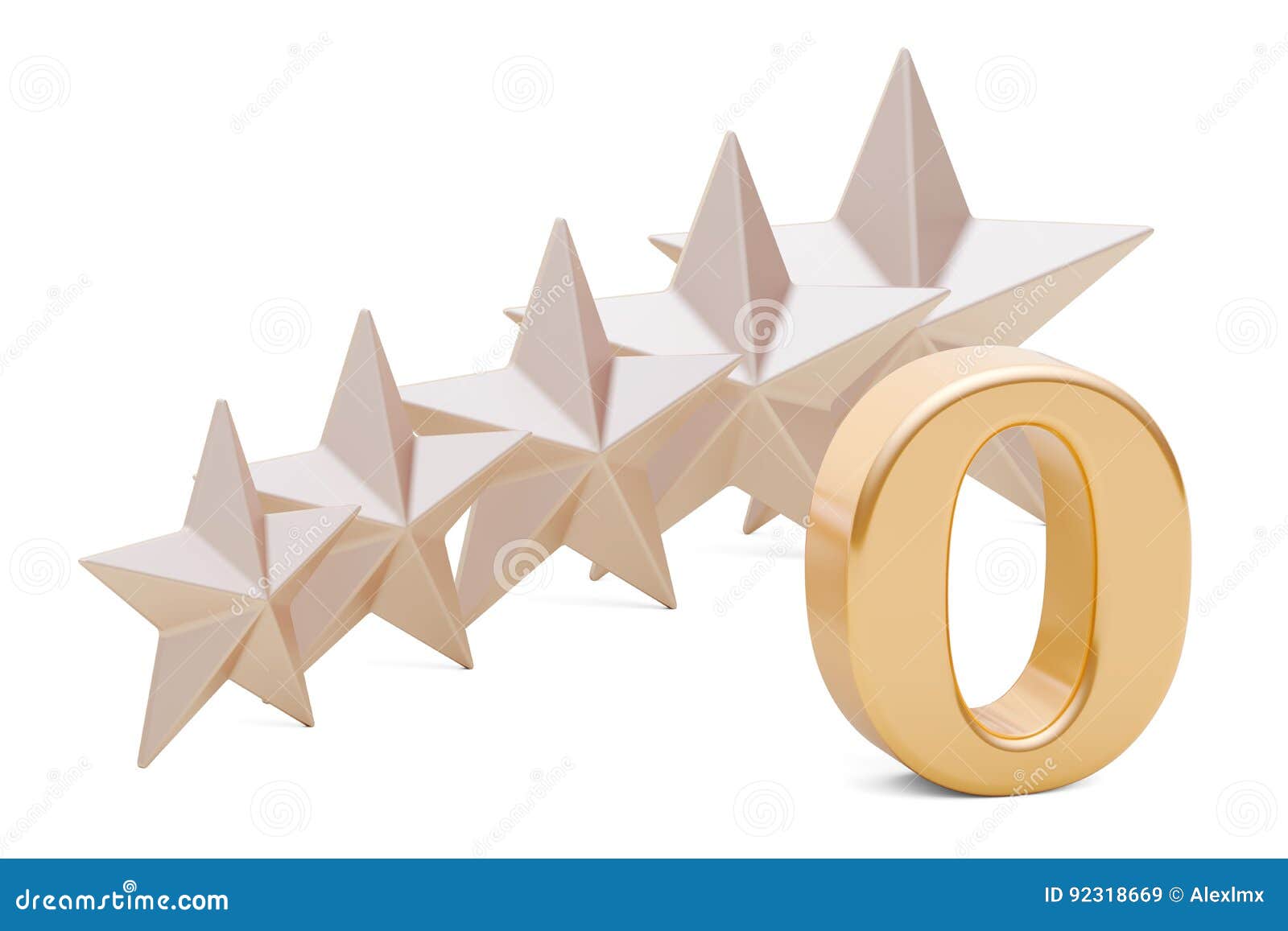 0 Stars Rating Isolated on White Background, 3D Rendering Stock ...