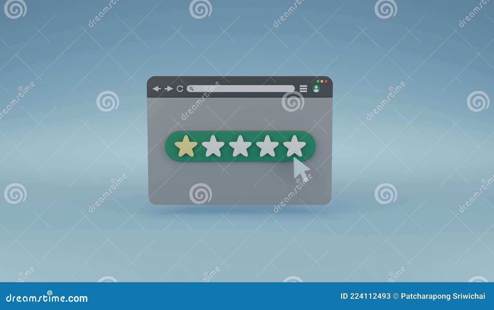 Stars Rating Scale on Internet Browser 3D Render Illustration Stock ...