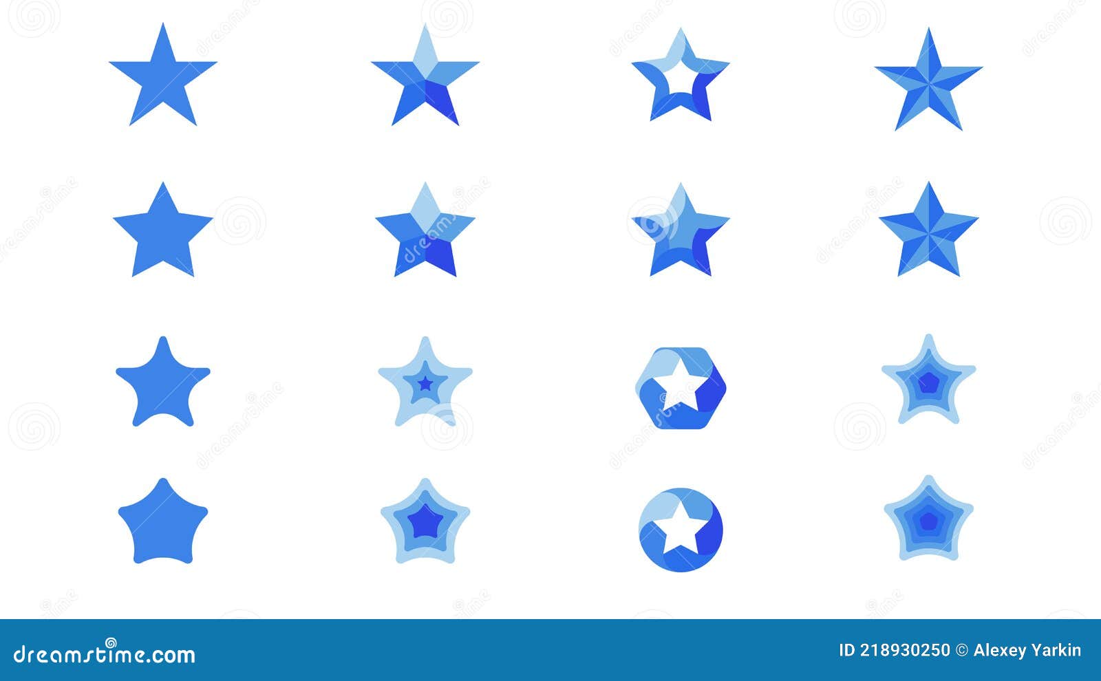 5 Stars Rating. Vector Collection with Flat Blue Star Icons Stock ...