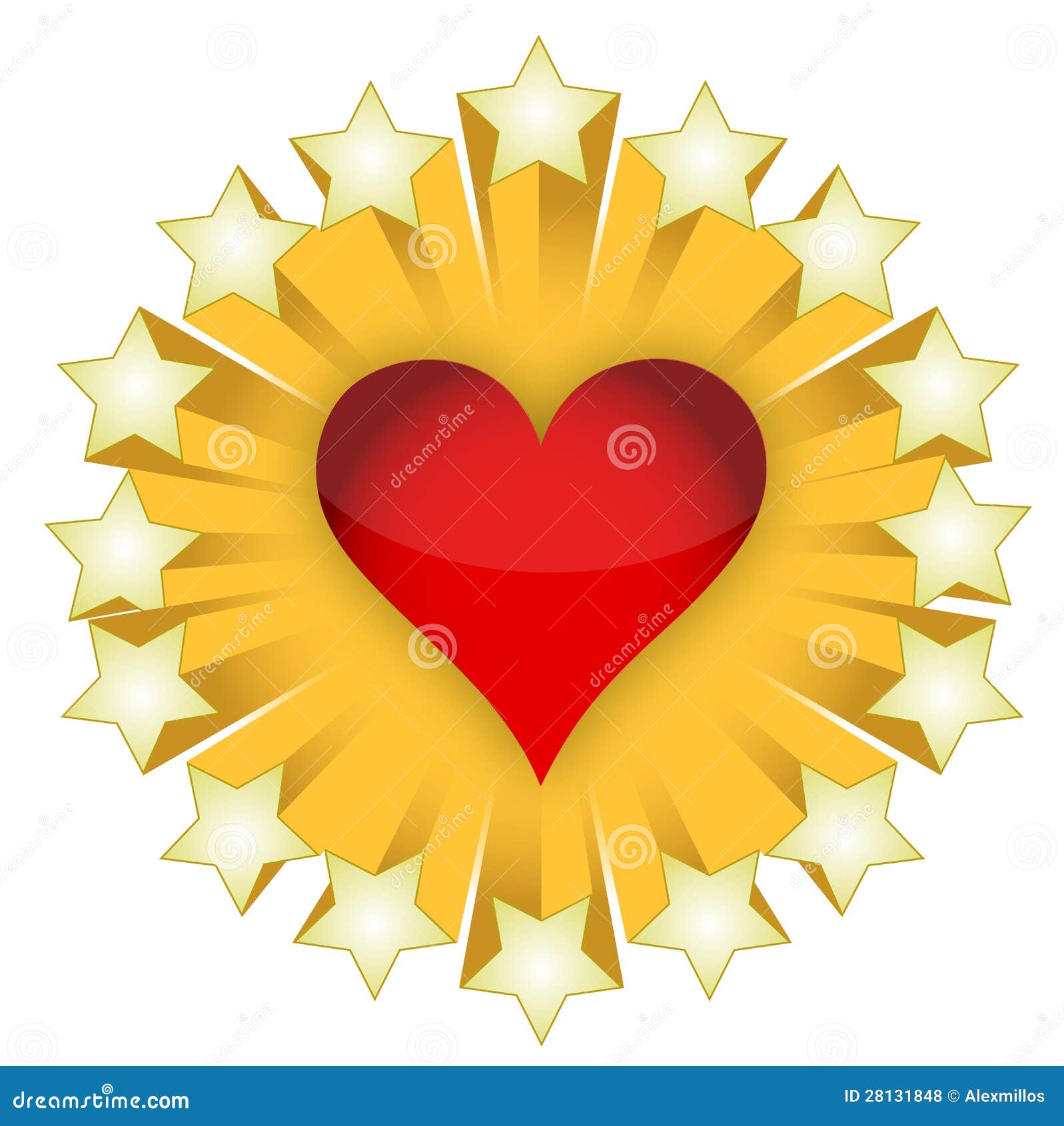 Stars and red heart stock illustration. Illustration of element - 28131848