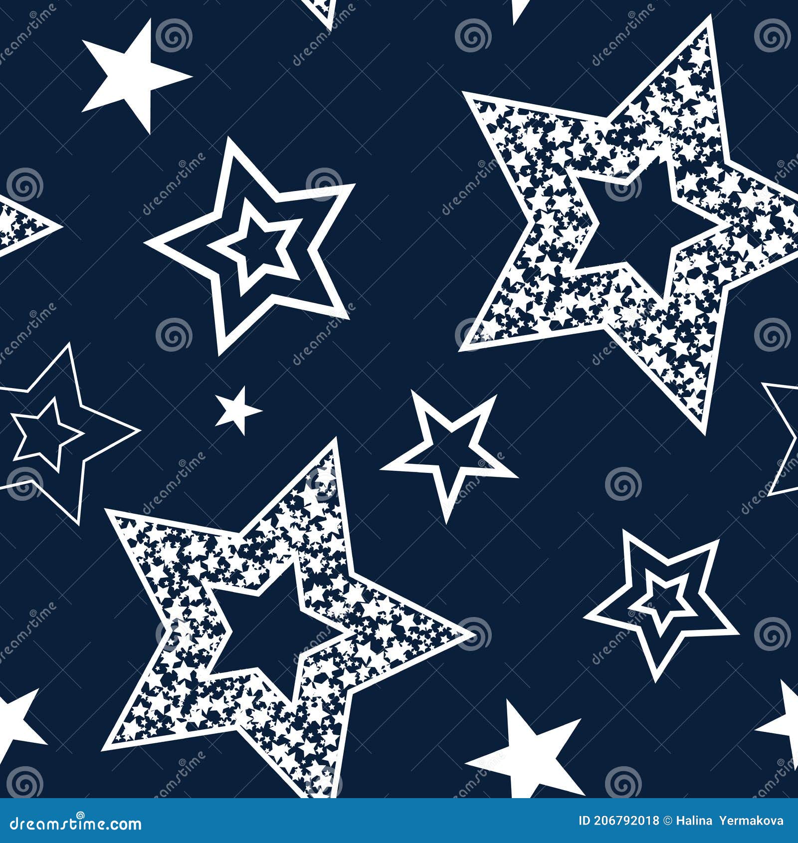 Stars Seamless Pattern. Design for Fabric, Wrapping Paper, Background ...