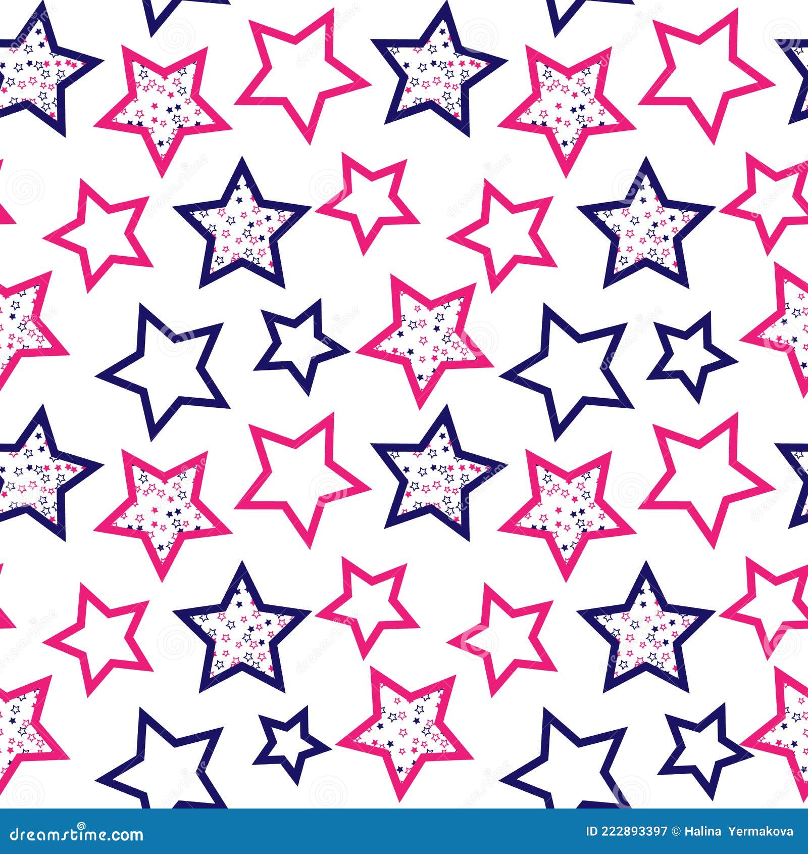 Stars Seamless Pattern. Design for Fabric, Wrapping Paper, Background ...