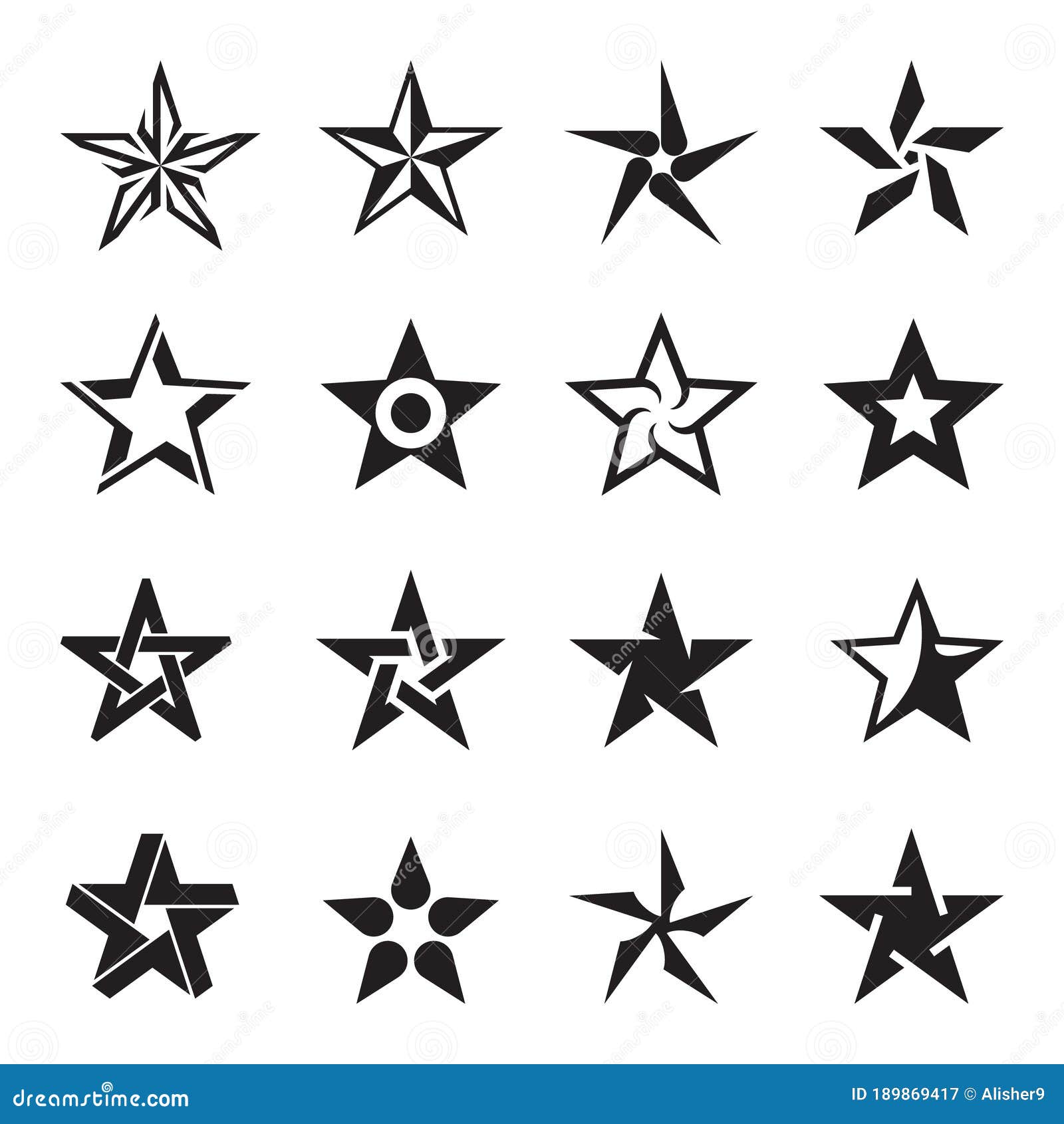 Star icon set stock vector. Illustration of idea, symbol - 189869417