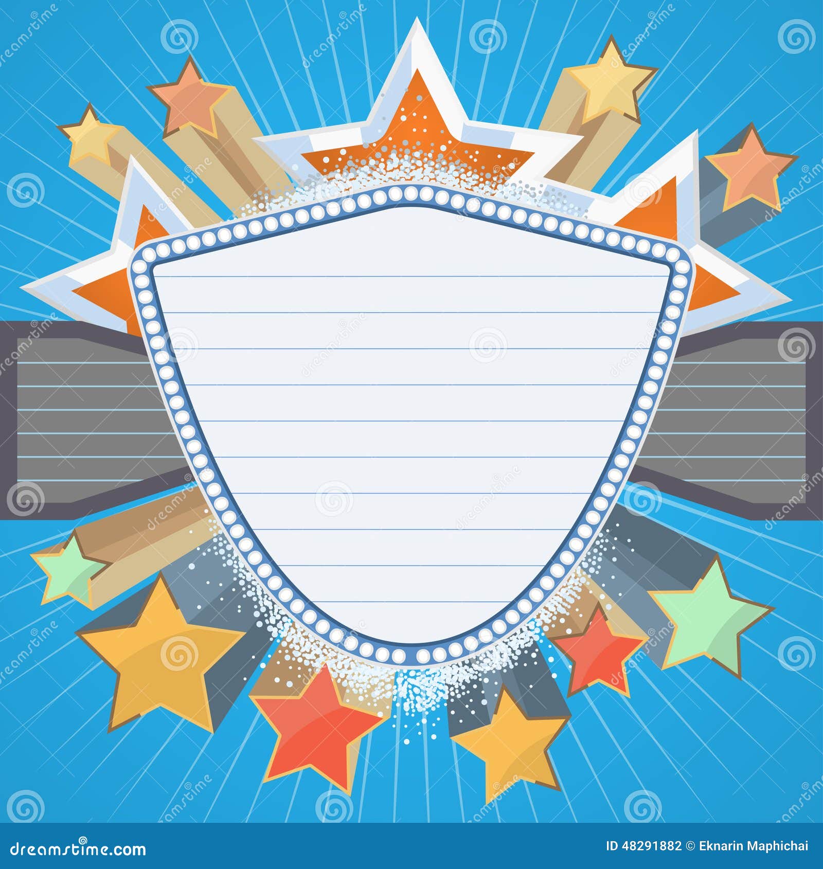 Stars Shape with Empty Sign Board Stock Illustration - Illustration of ...