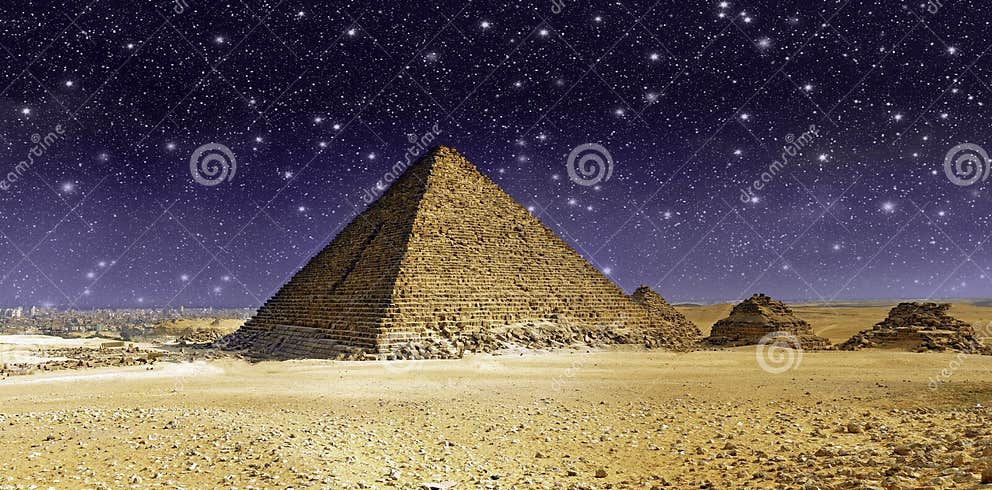 Stars and Sky Over the Great Cheops Pyramid Stock Image - Image of ...
